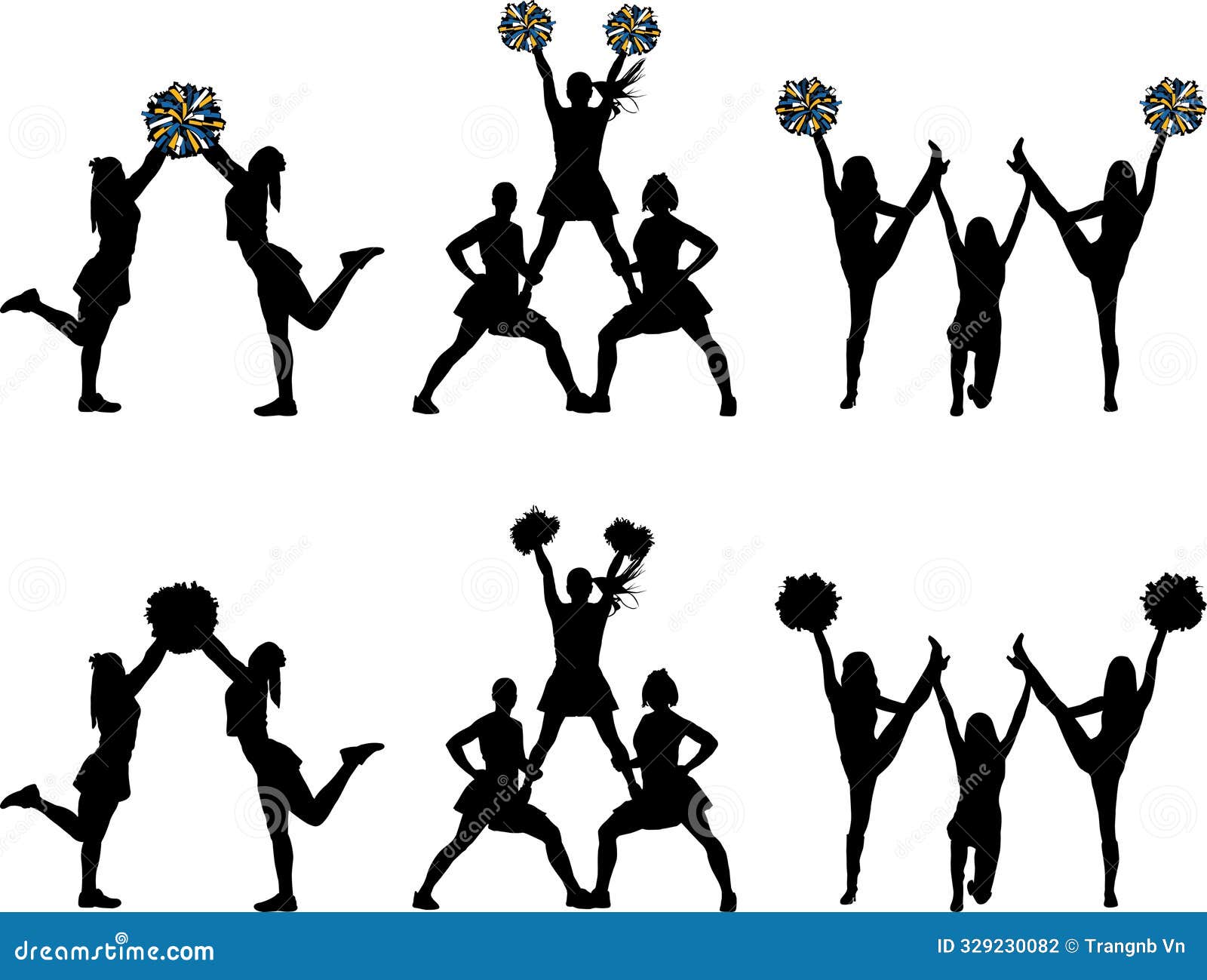 Cheerleader Silhouette, Cheerleader, Cheerleading, Cheer Pom Poms Stock ...