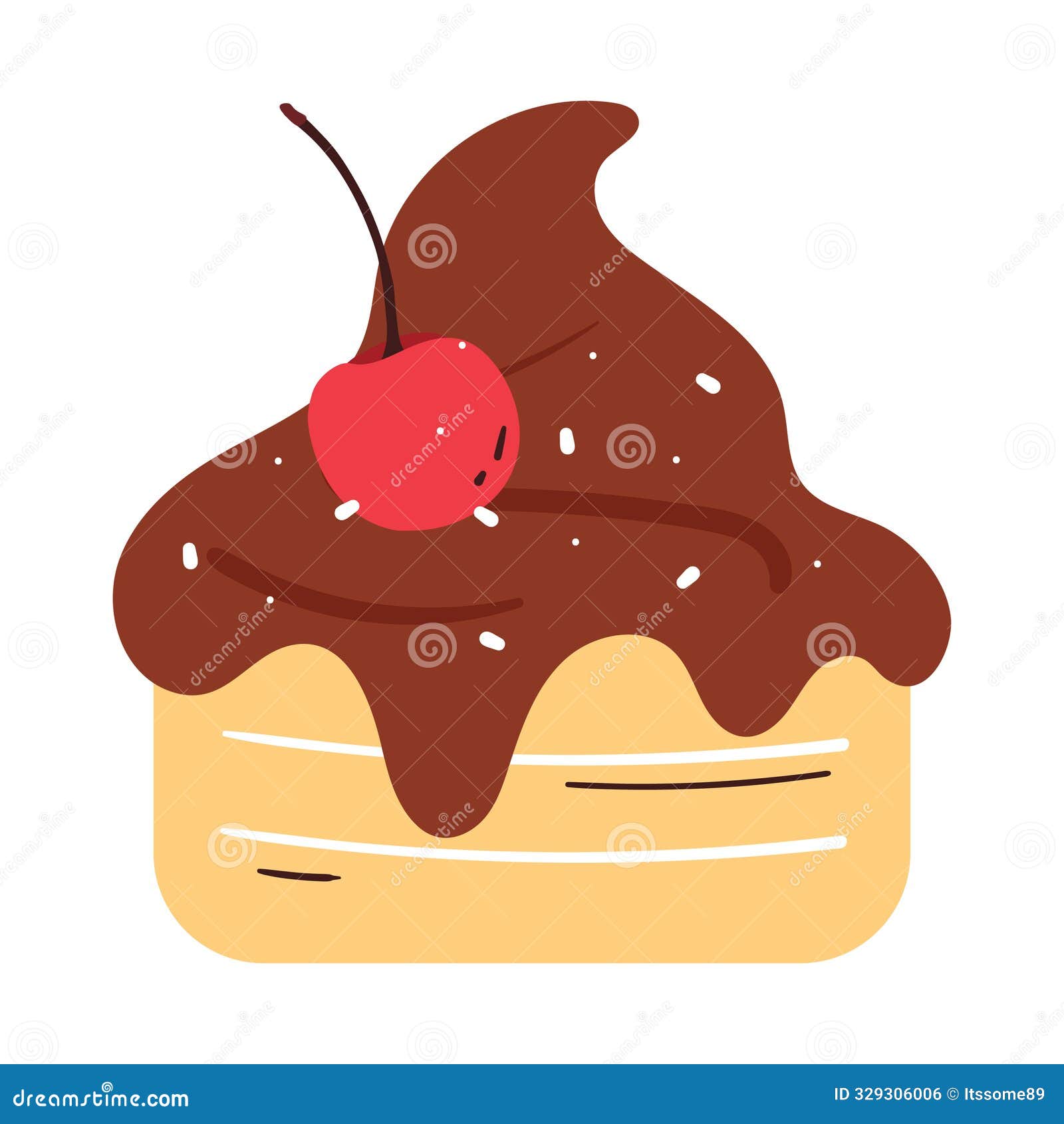 Hand Drawing Cartoon Cute Chocolate Cake Stock Illustration ...