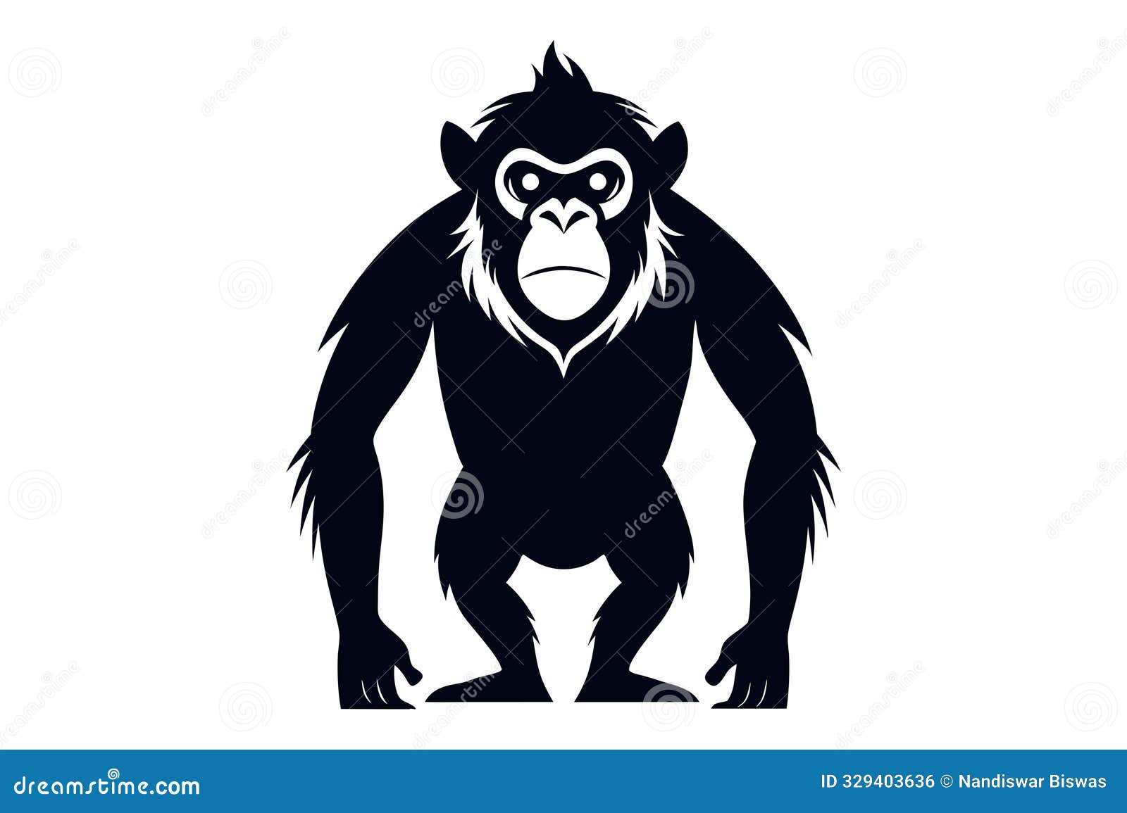 Chimpanzee Vector Illustration: Sitting Chimp On White Background ...