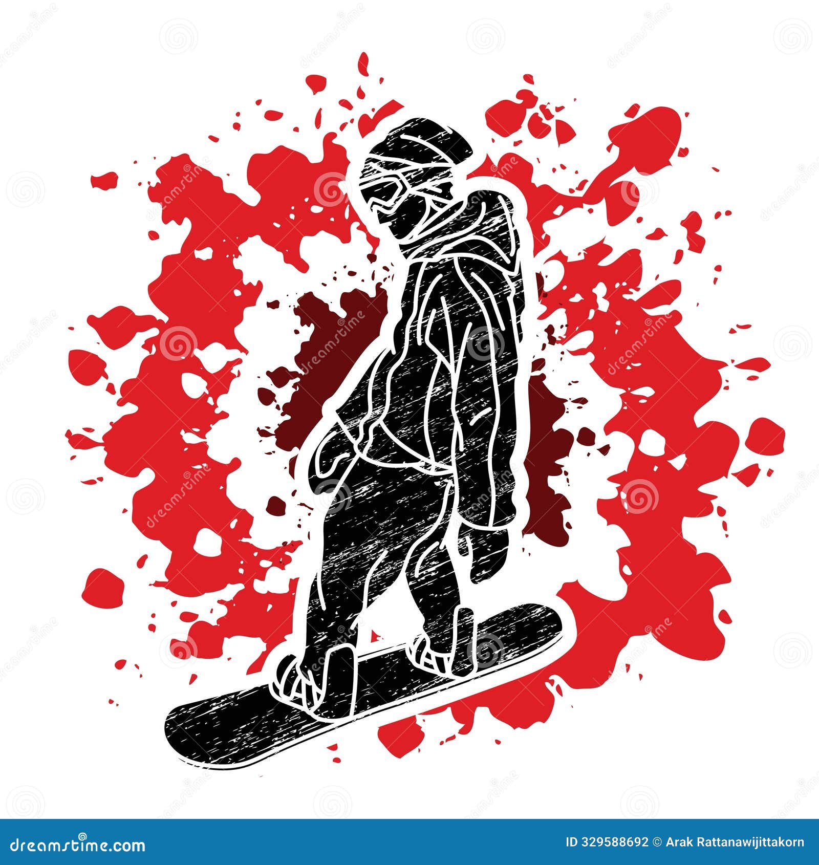 Extreme Sport Snowboard Player Action Snowboarder Pose Cartoon Graphic ...