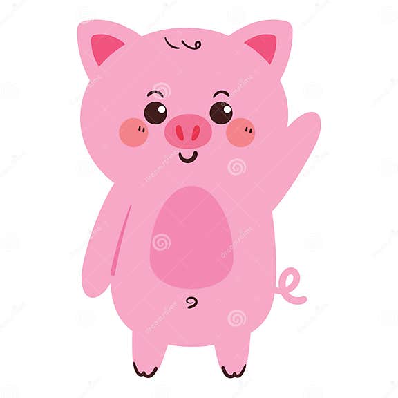 Hand Drawing Cartoon Pig Sticker Stock Illustration - Illustration of ...