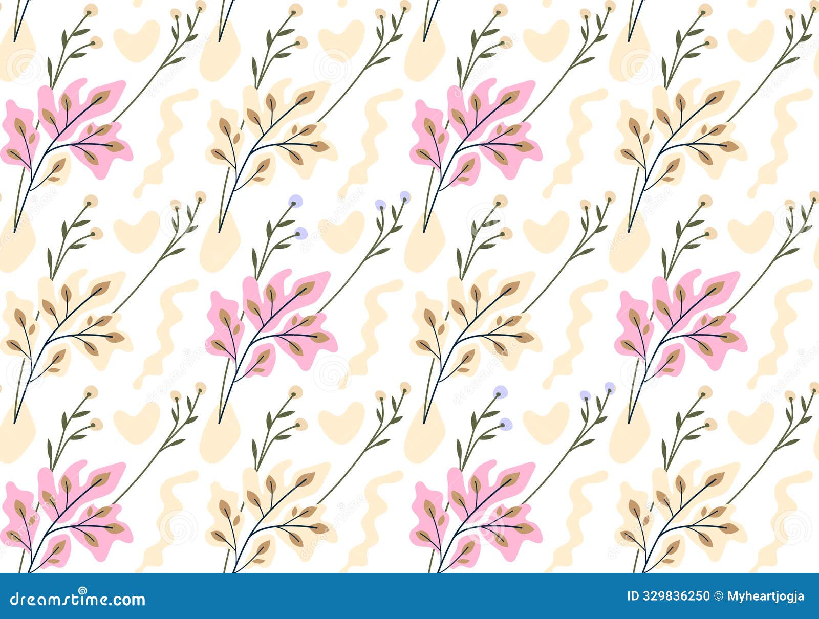 Abstract Flower Blooming Design. Hand-draw Pattern with Floral Seamless ...
