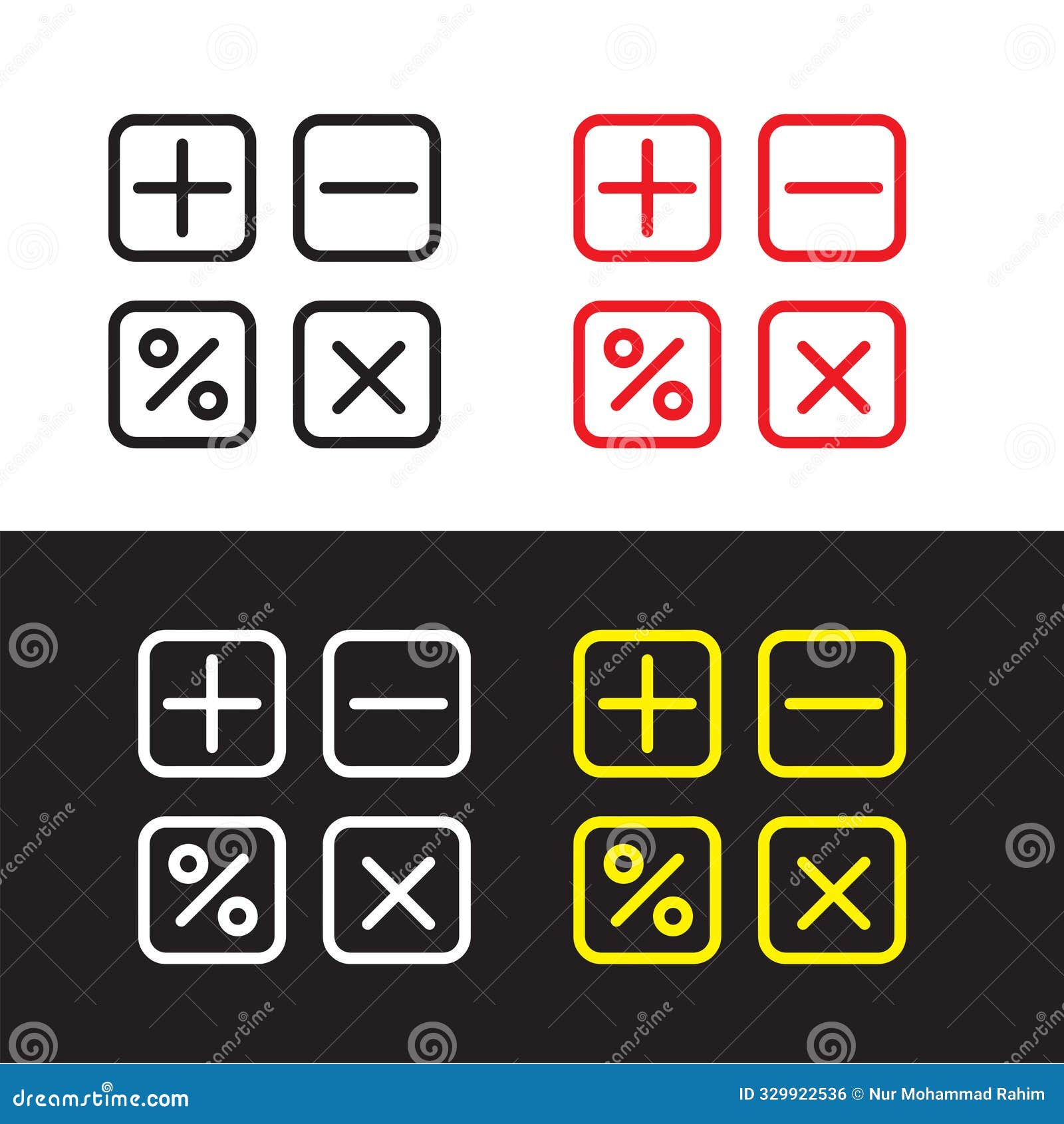 Math Plus Minus Multiple Division Equation Sign Vector Icon ...
