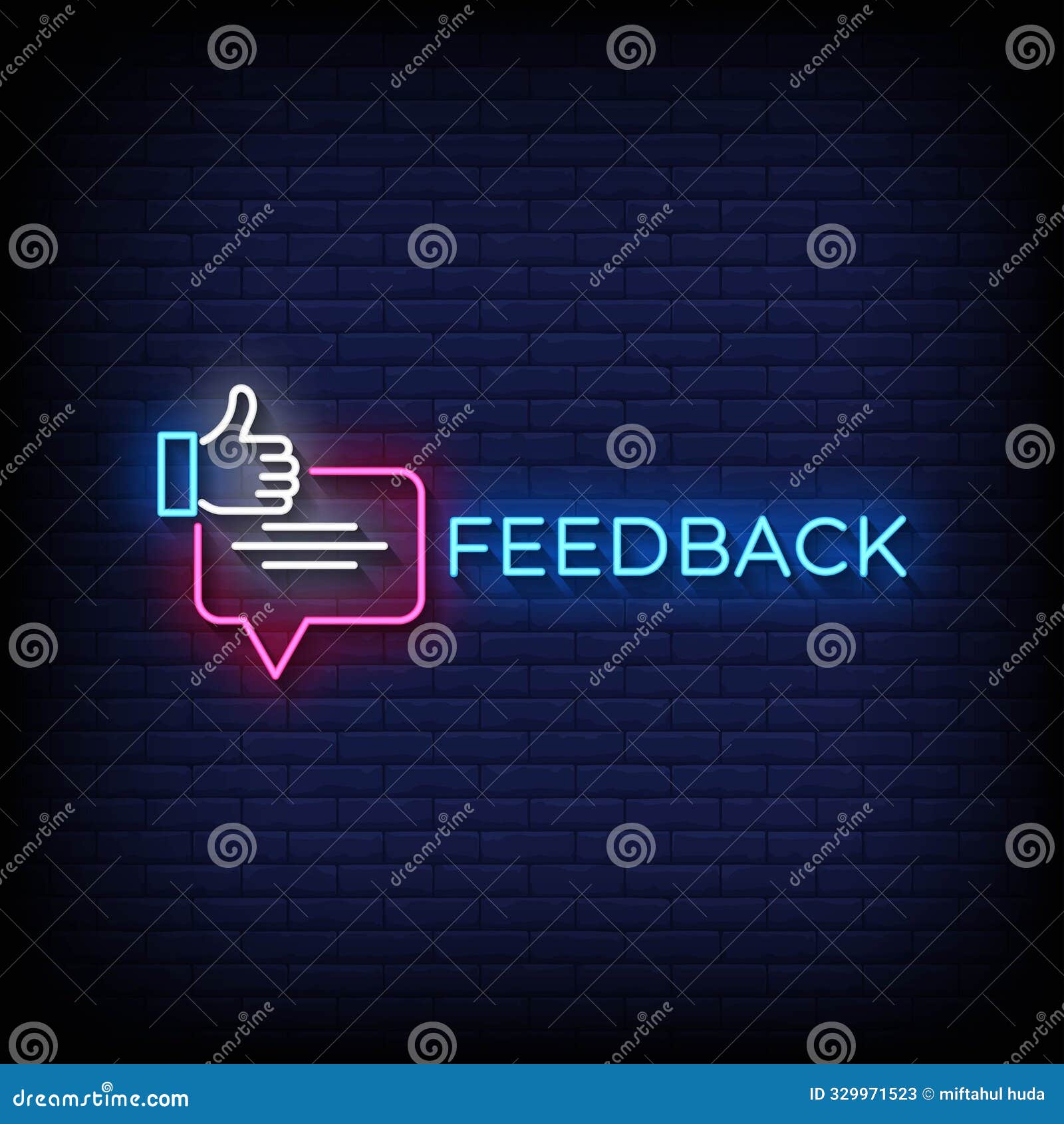Feedback Neon Sign Vector with Brick Wall Background Stock Illustration ...
