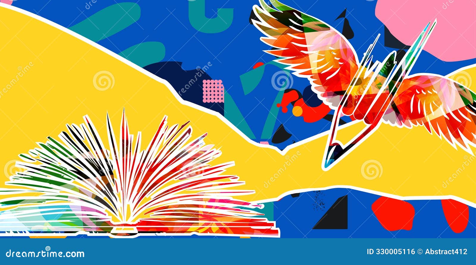 Book To Read or Book Review Concept. Open Book Vector on Colorful ...