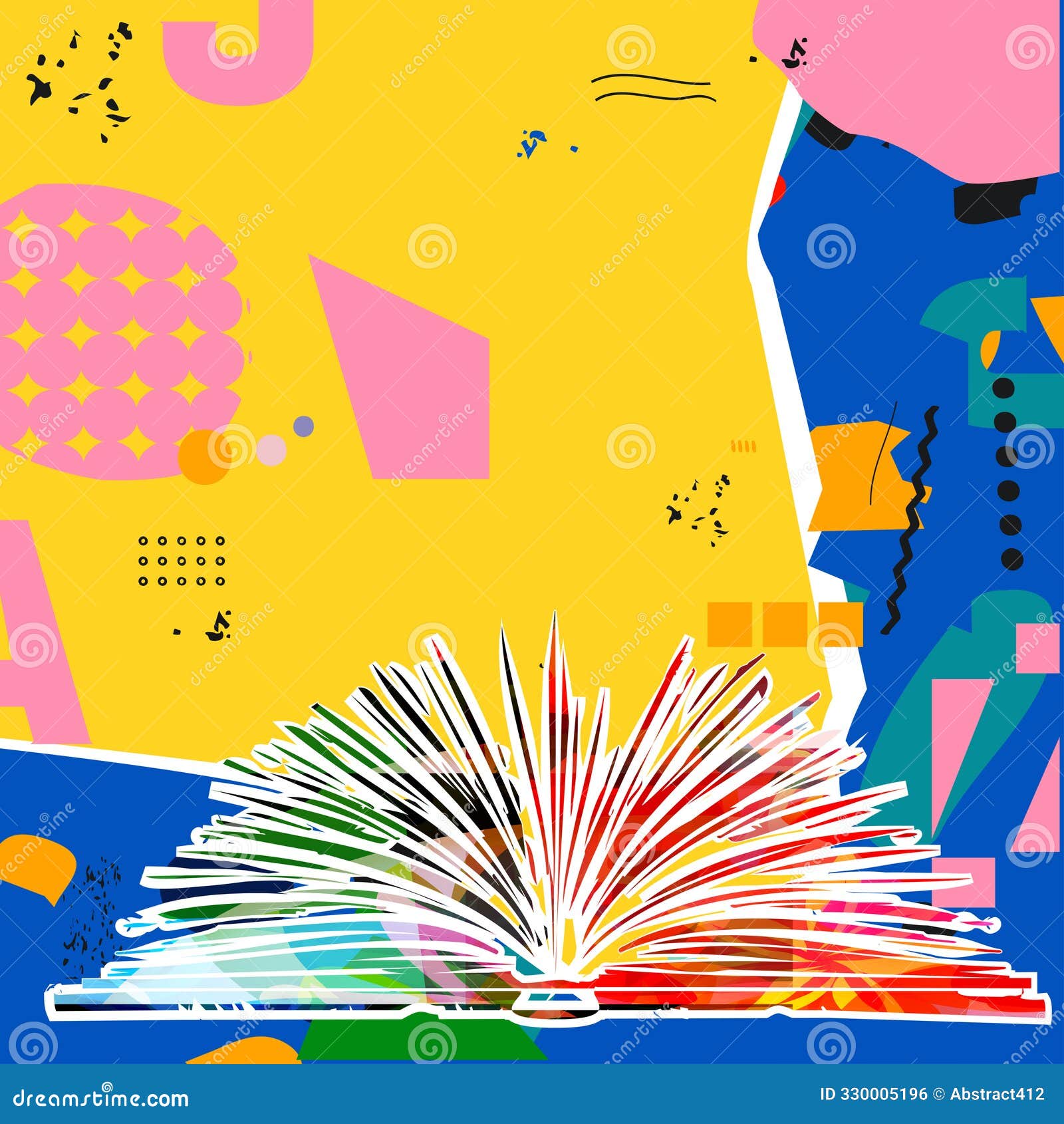 Book To Read or Book Review Concept. Open Book Vector on Colorful ...