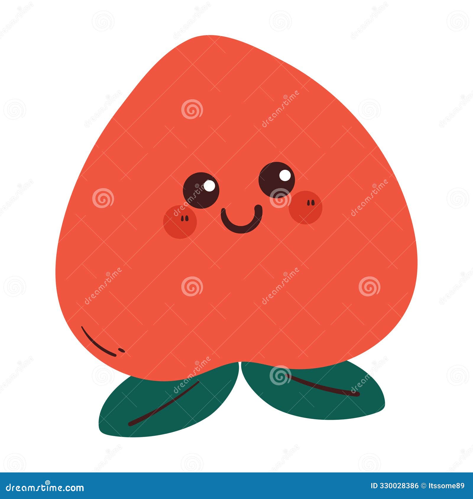 Hand Drawing Cartoon Peach Fruit Sticker Stock Illustration ...