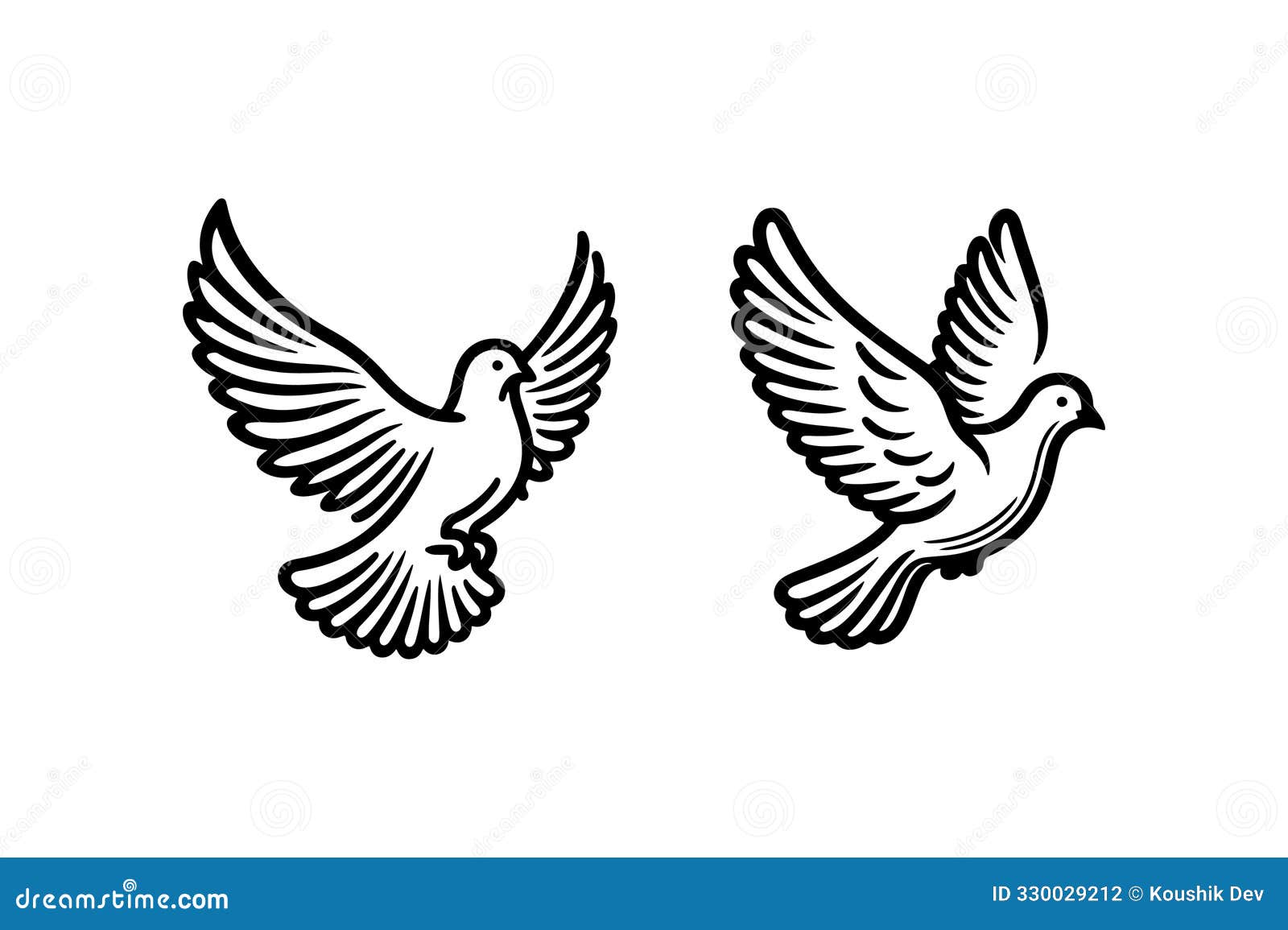 White Dove Linear Silhouette Vector Art Illustration Stock Vector ...
