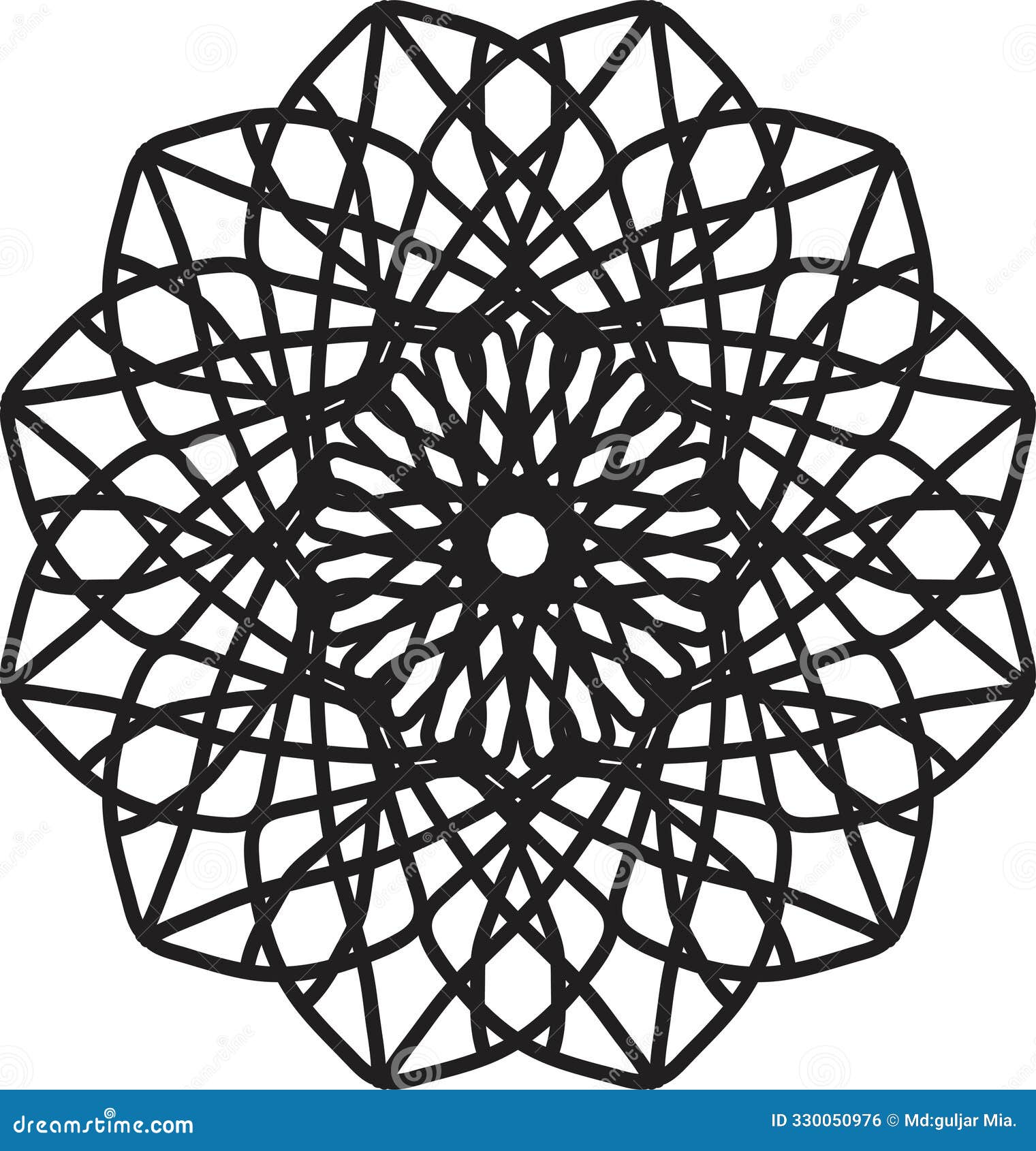 Hand Drawn Gold Colored Water Lily Lotus Mandala Pattern Background ...