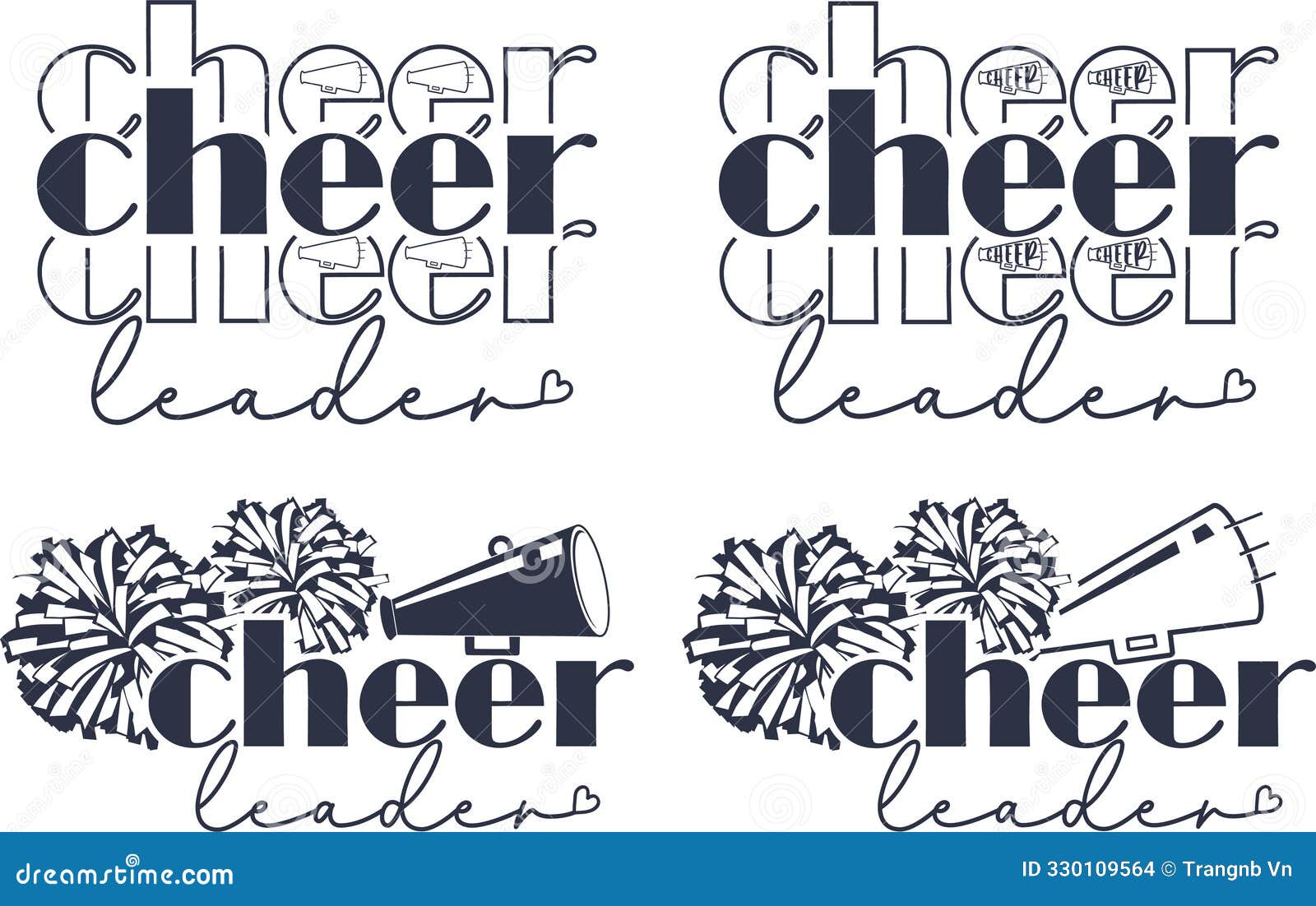 4 Styles Cheer Leader, Cheerleading, Cheer Pom Poms Files Stock Vector ...