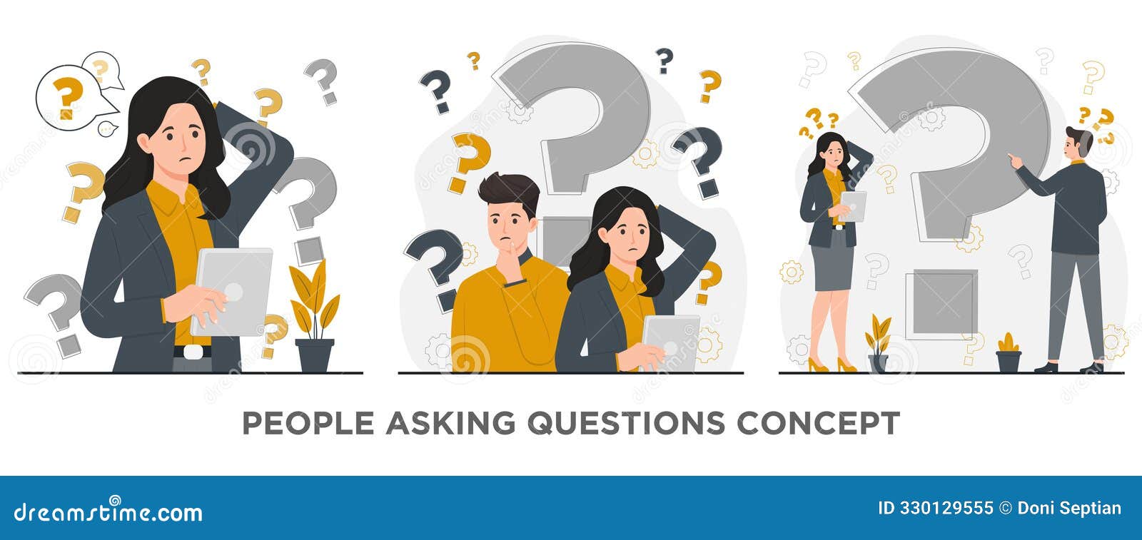 People Asking Questions Concept and Answers. Vector Illustration in ...
