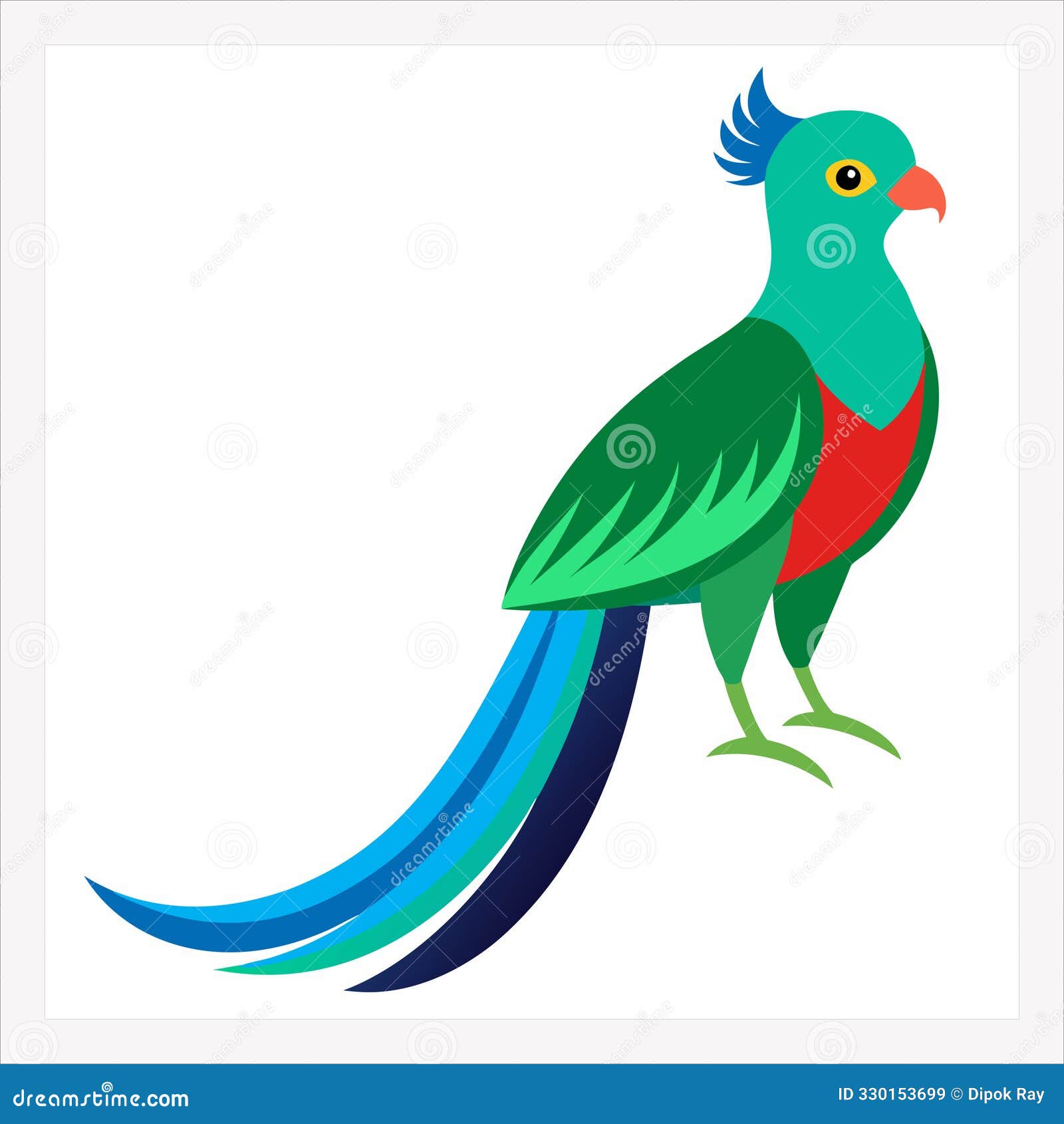 Beautiful Resplendent Quetzal Bird Vector Art Illustration Stock Vector ...
