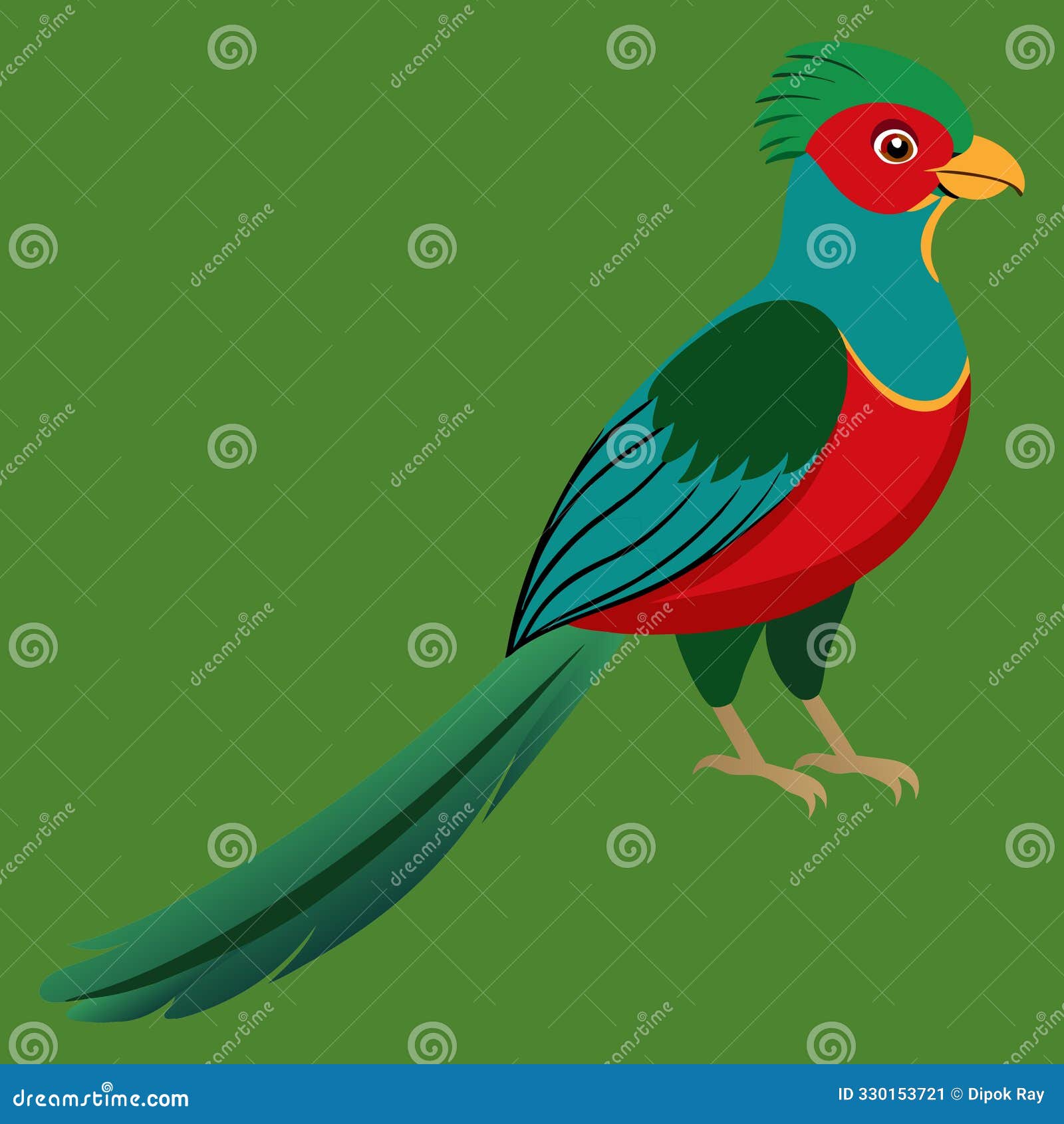 Beautiful Resplendent Quetzal Bird Vector Art Illustration Stock Vector ...