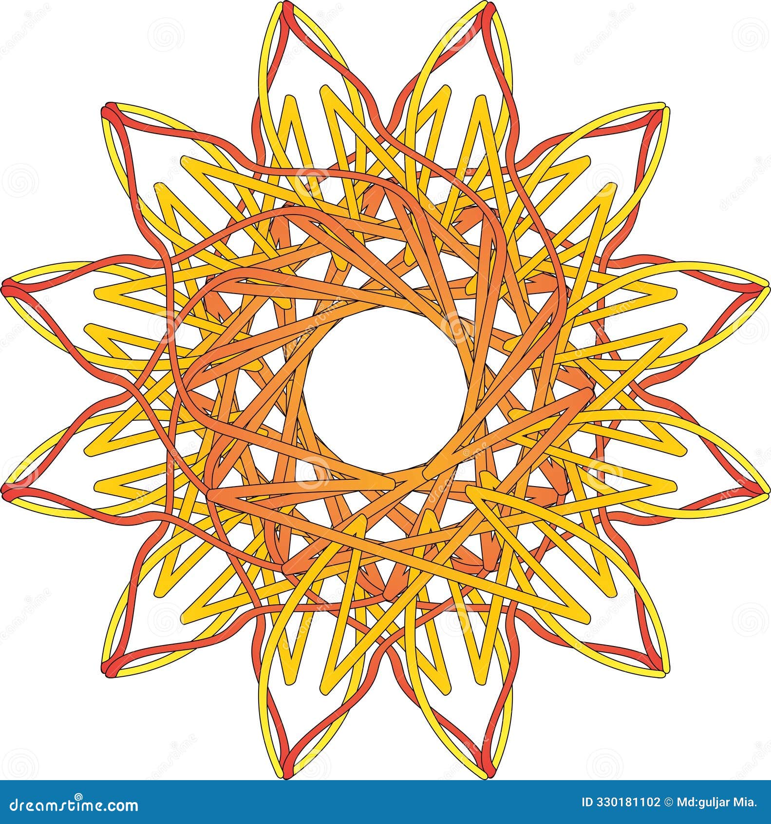 Hand Drawn Gold Colored Water Lily Lotus Mandala Pattern Background ...