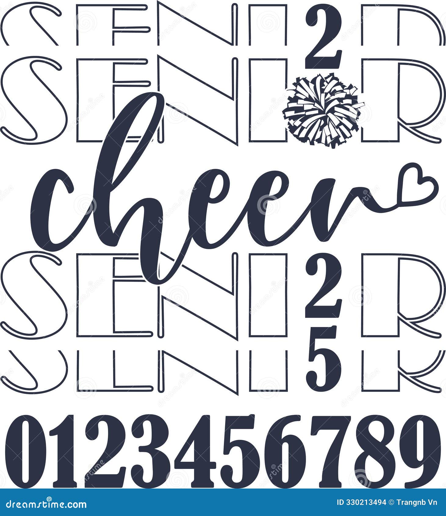 Cheer Senior with Custom Number, Cheer Senior 2025, Cheerleading Stock ...
