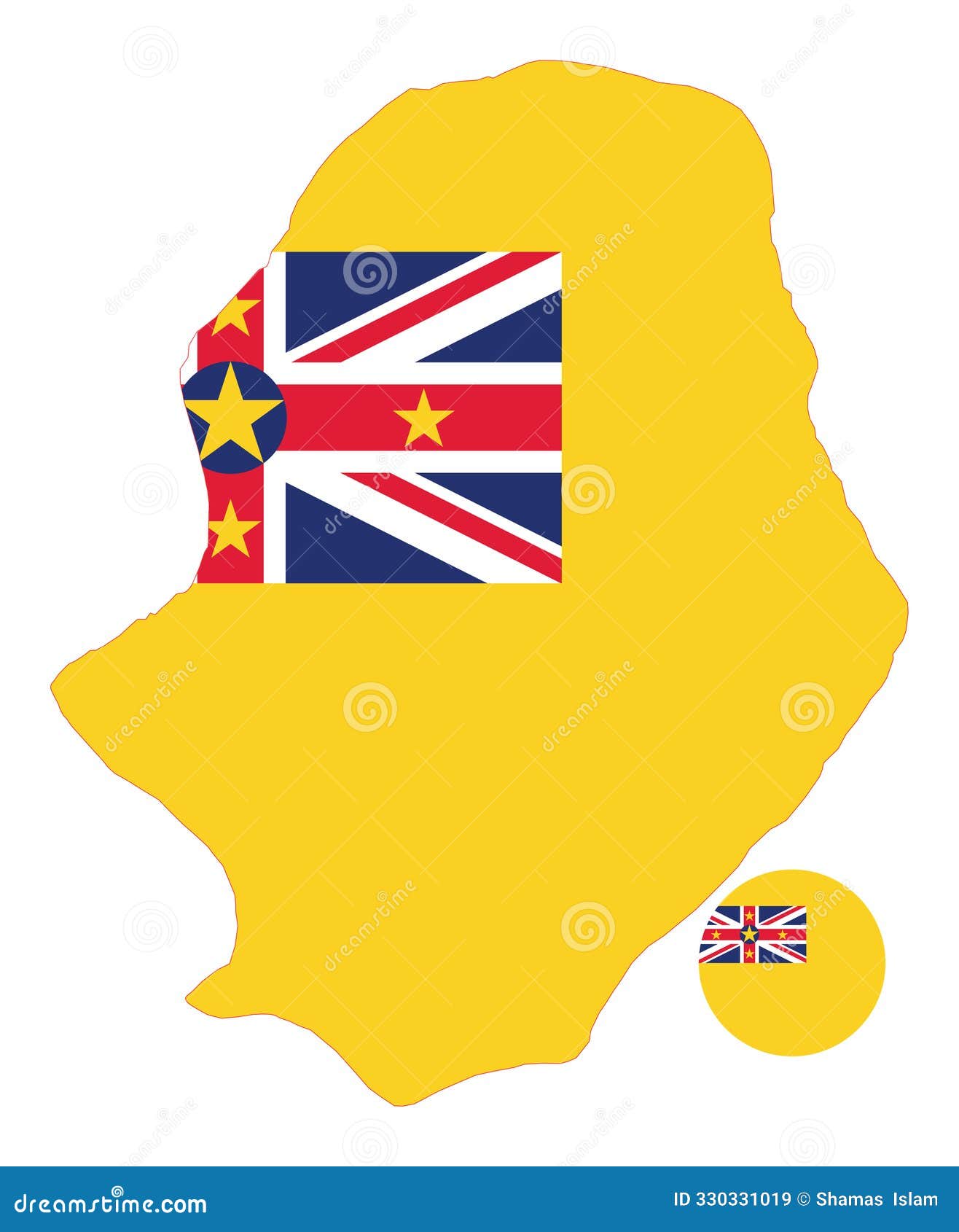 Map of Niue with Flag on White Background Stock Vector - Illustration ...