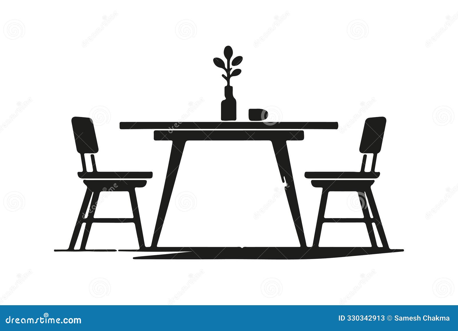 A Table and Chair Silhouette Vector Art Stock Illustration ...