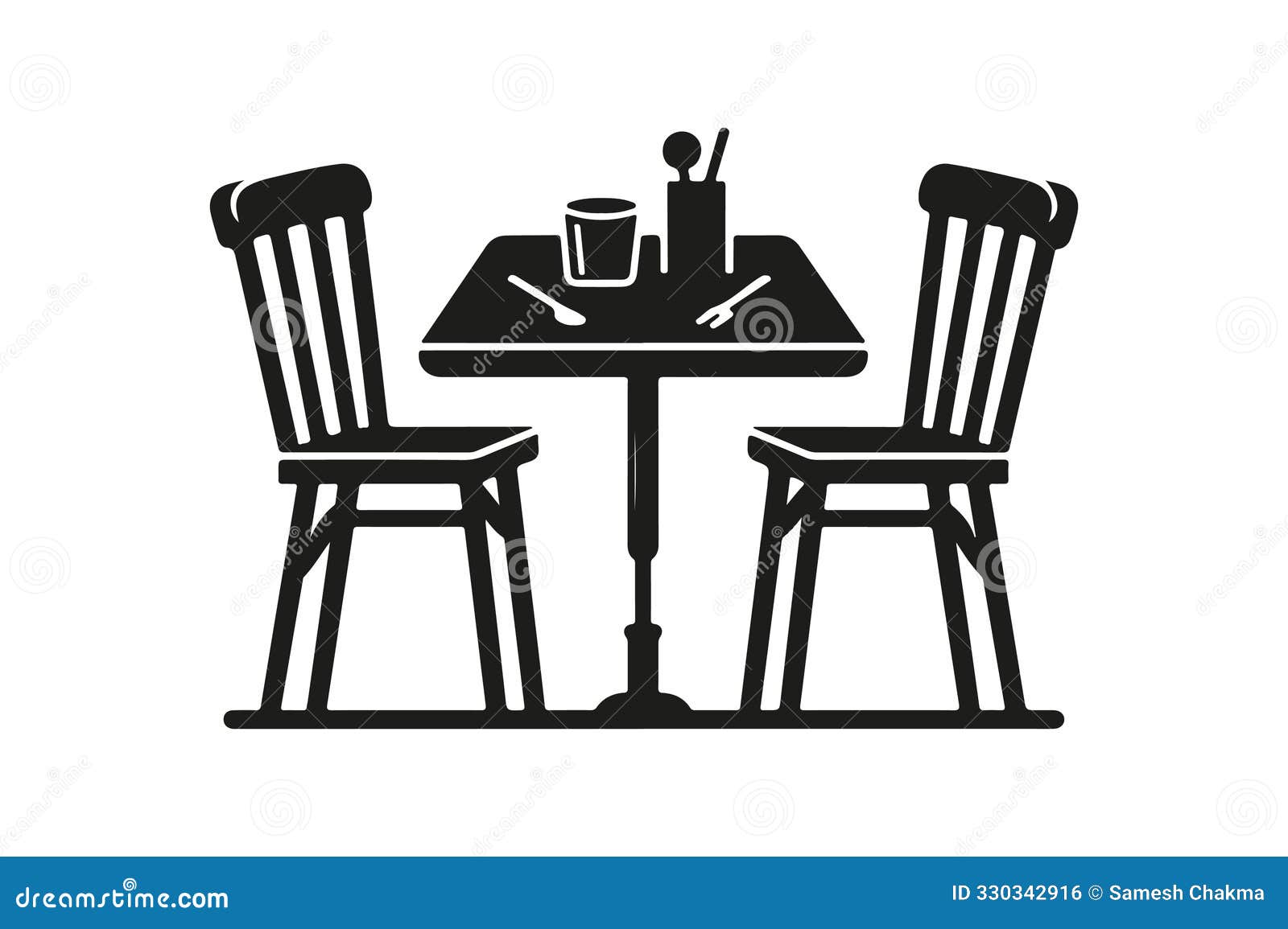A Table and Chair Silhouette Vector Art Stock Illustration ...