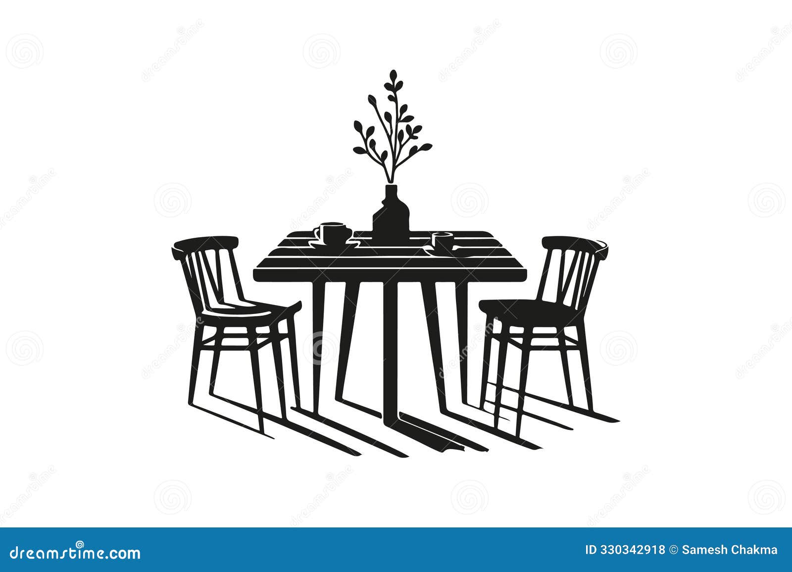 A Table and Chair Silhouette Vector Art Stock Illustration ...