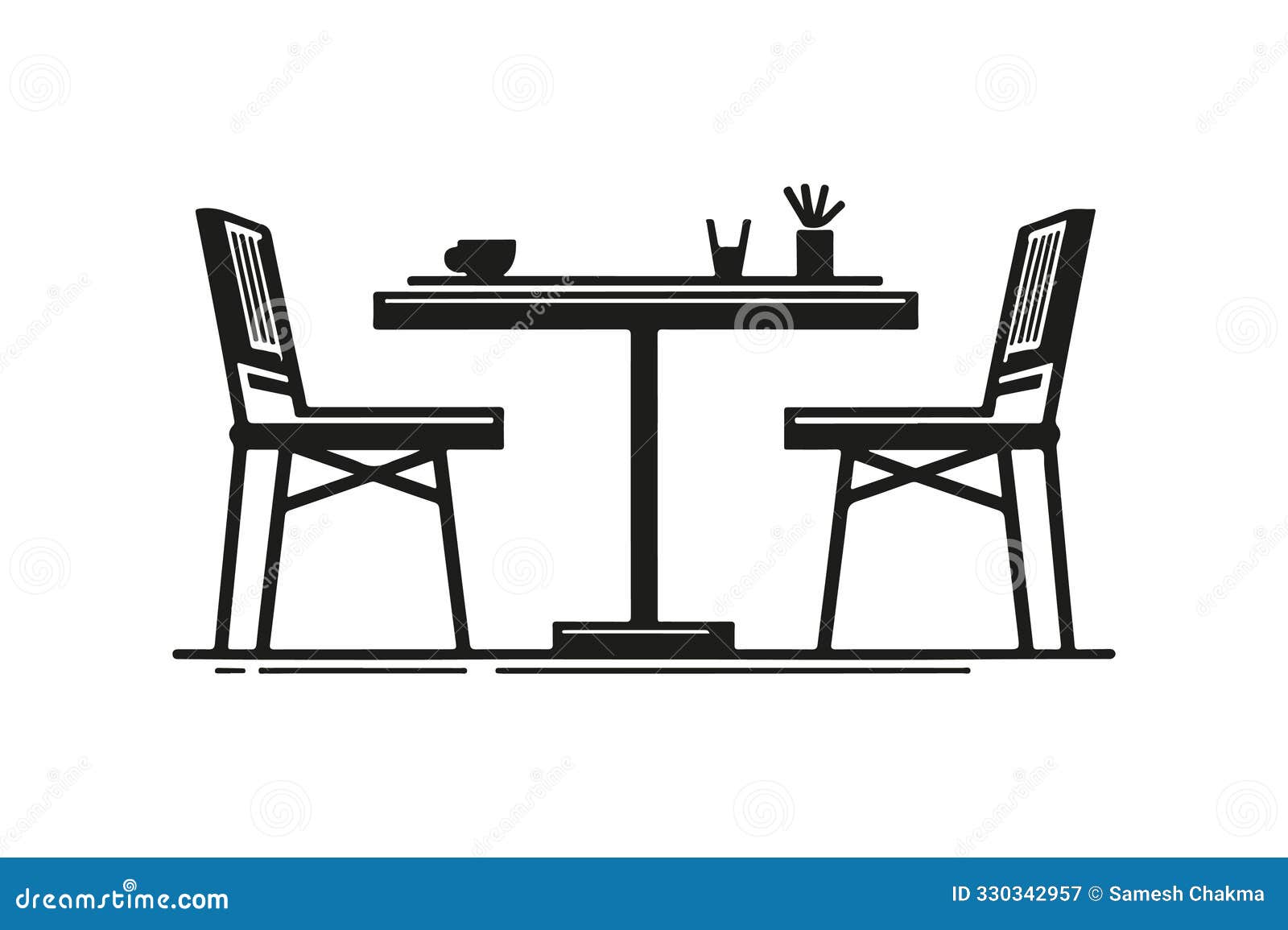 A Table and Chair Silhouette Vector Art Stock Illustration ...