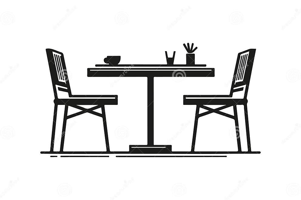 A Table and Chair Silhouette Vector Art Stock Illustration ...