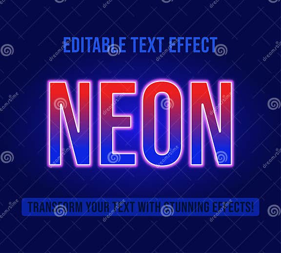 Editable Text Effects with Glowing Red Blue Neon Theme Stock ...
