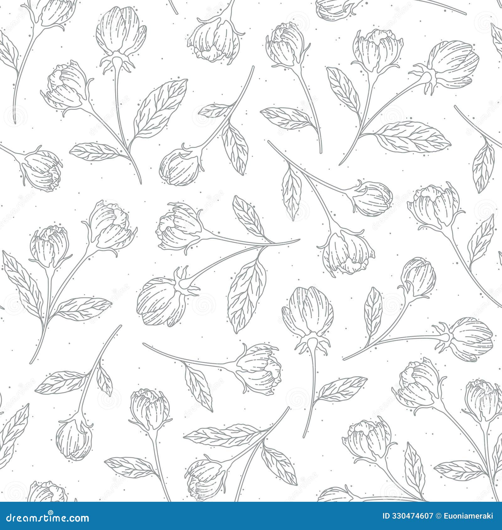 Series of Seamless Flower Pattern Motif in Rustic Floral Hand Drawing ...