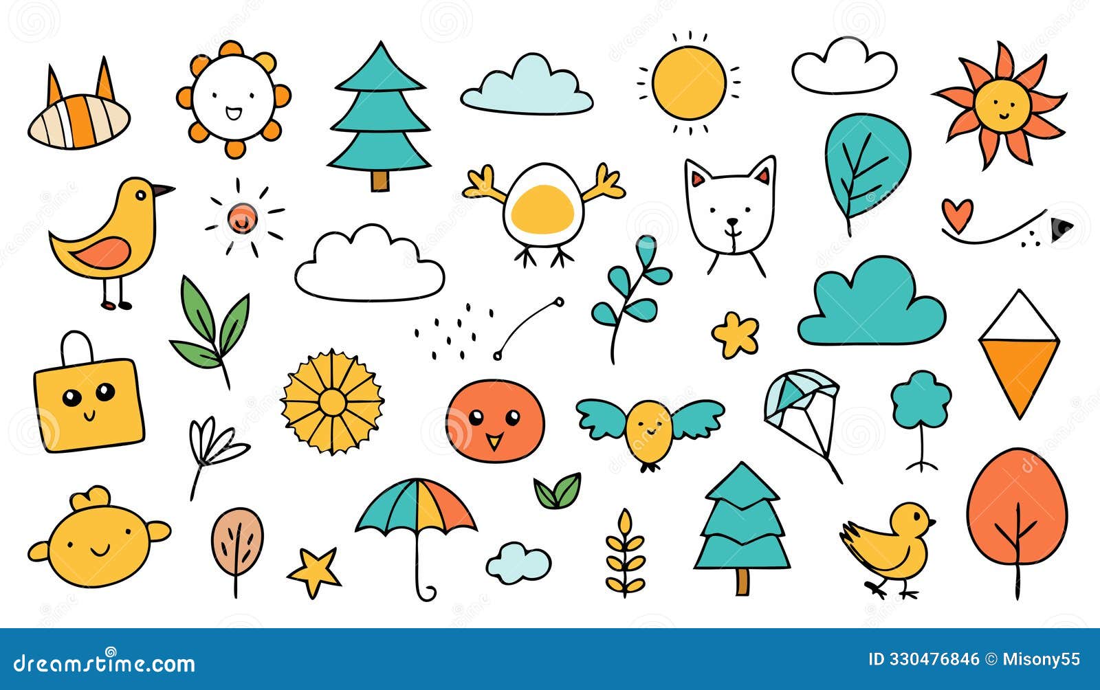 Set of Hand-drawn Cartoon Character Illustration Stock Illustration ...