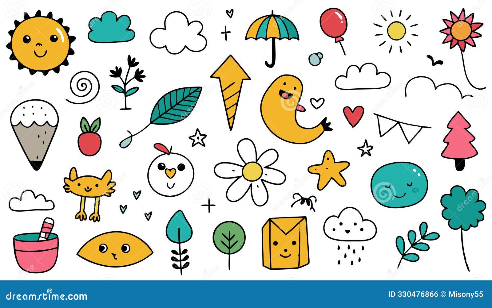 Set of Hand-drawn Cartoon Character Illustration Stock Illustration ...