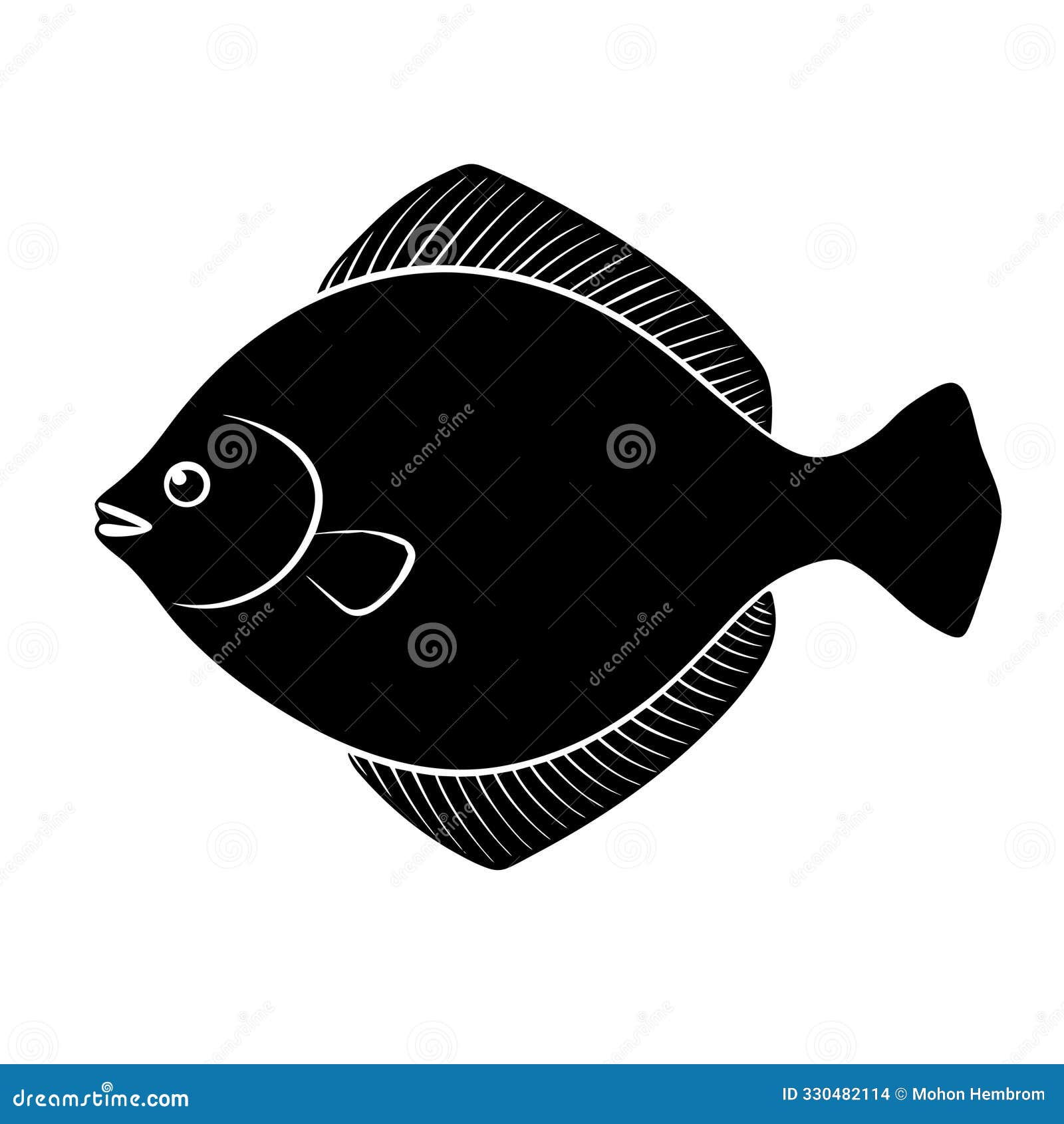 A Silhouette Flatfish Vector Art Stock Illustration - Illustration of ...