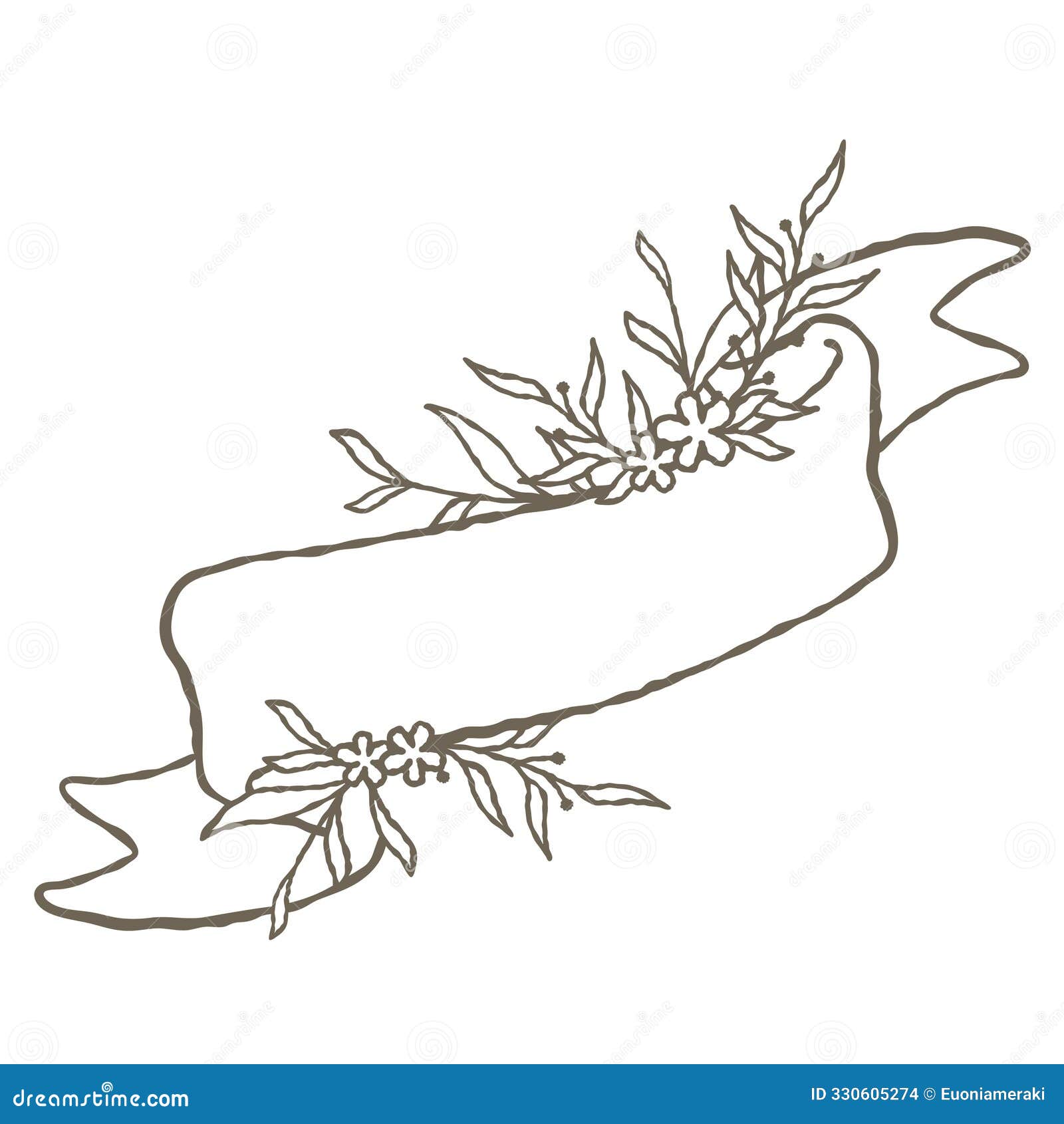 Series of Beautiful Classic Hand Drawn Floral Ribbon Banner Background ...