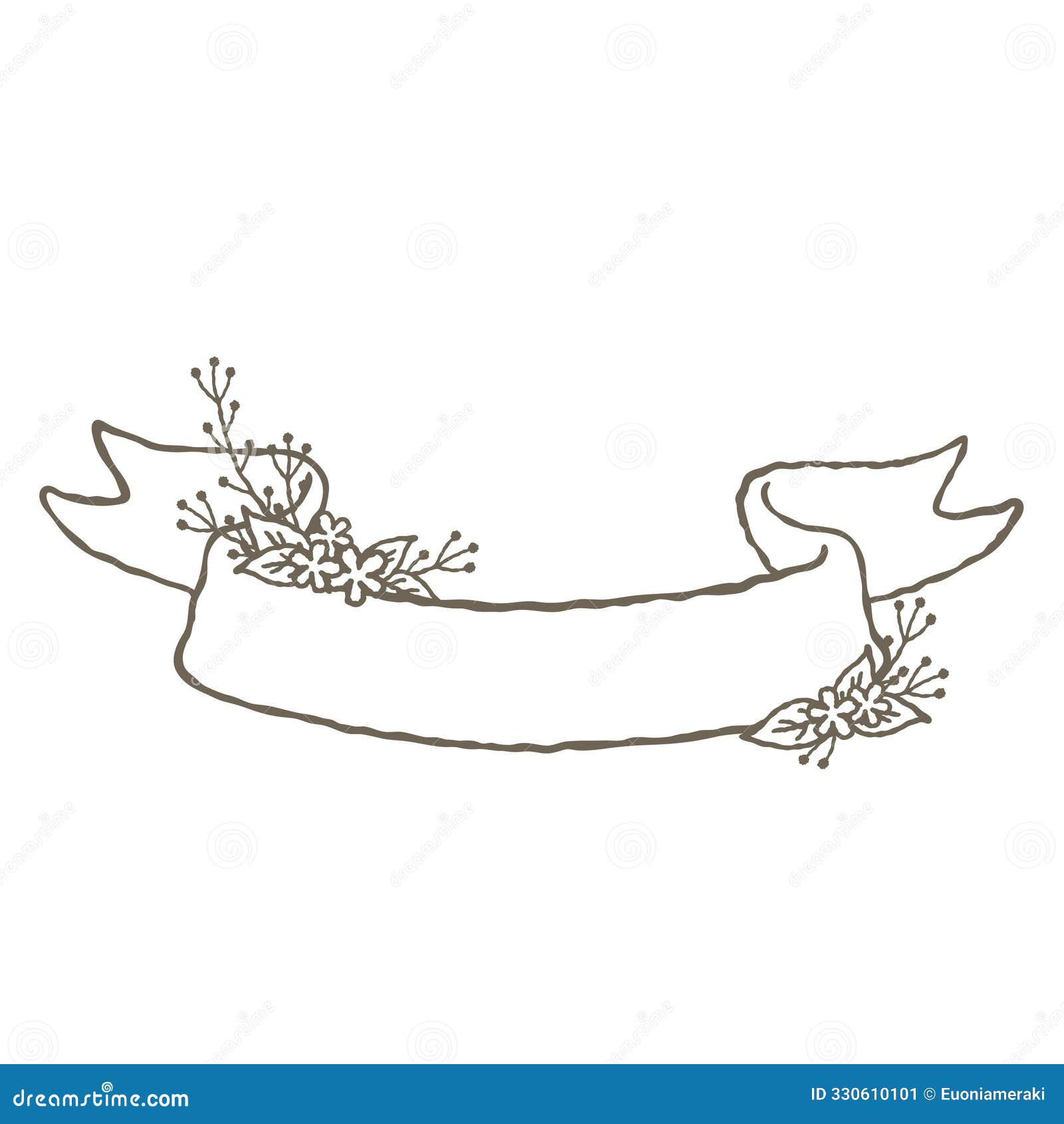 Series of Beautiful Classic Hand Drawn Floral Ribbon Banner Background ...