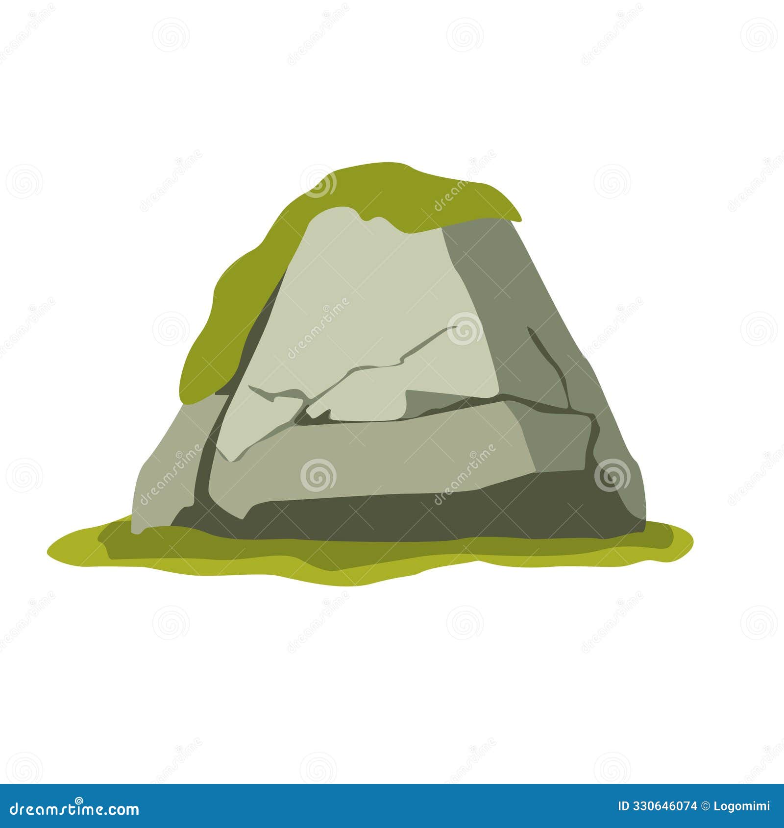 Mossy Stone Rock Cartoon Vector Image, Jungle Rock with Moss Vector ...