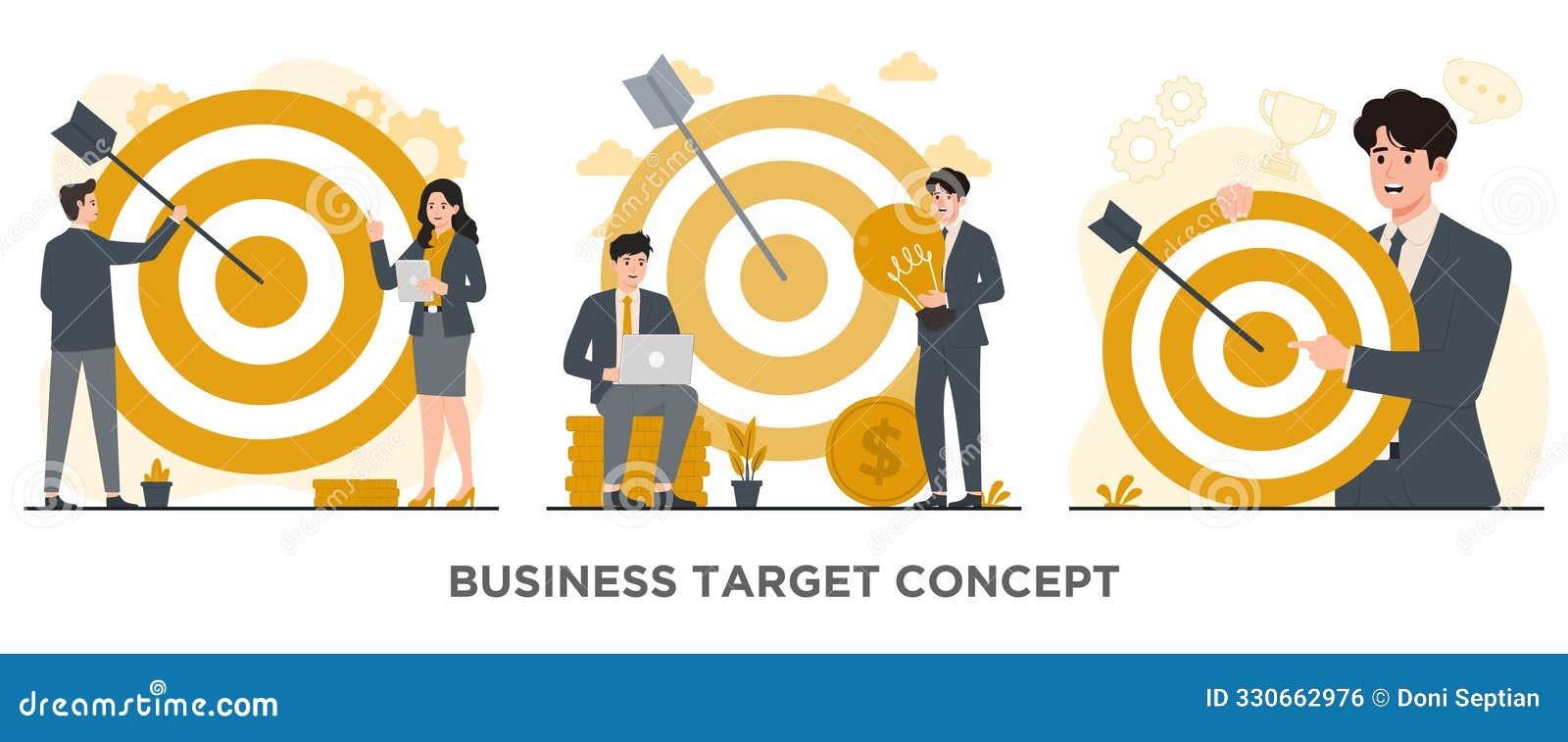 Flat Vector Business Target Objective, Goal or Target Concept ...