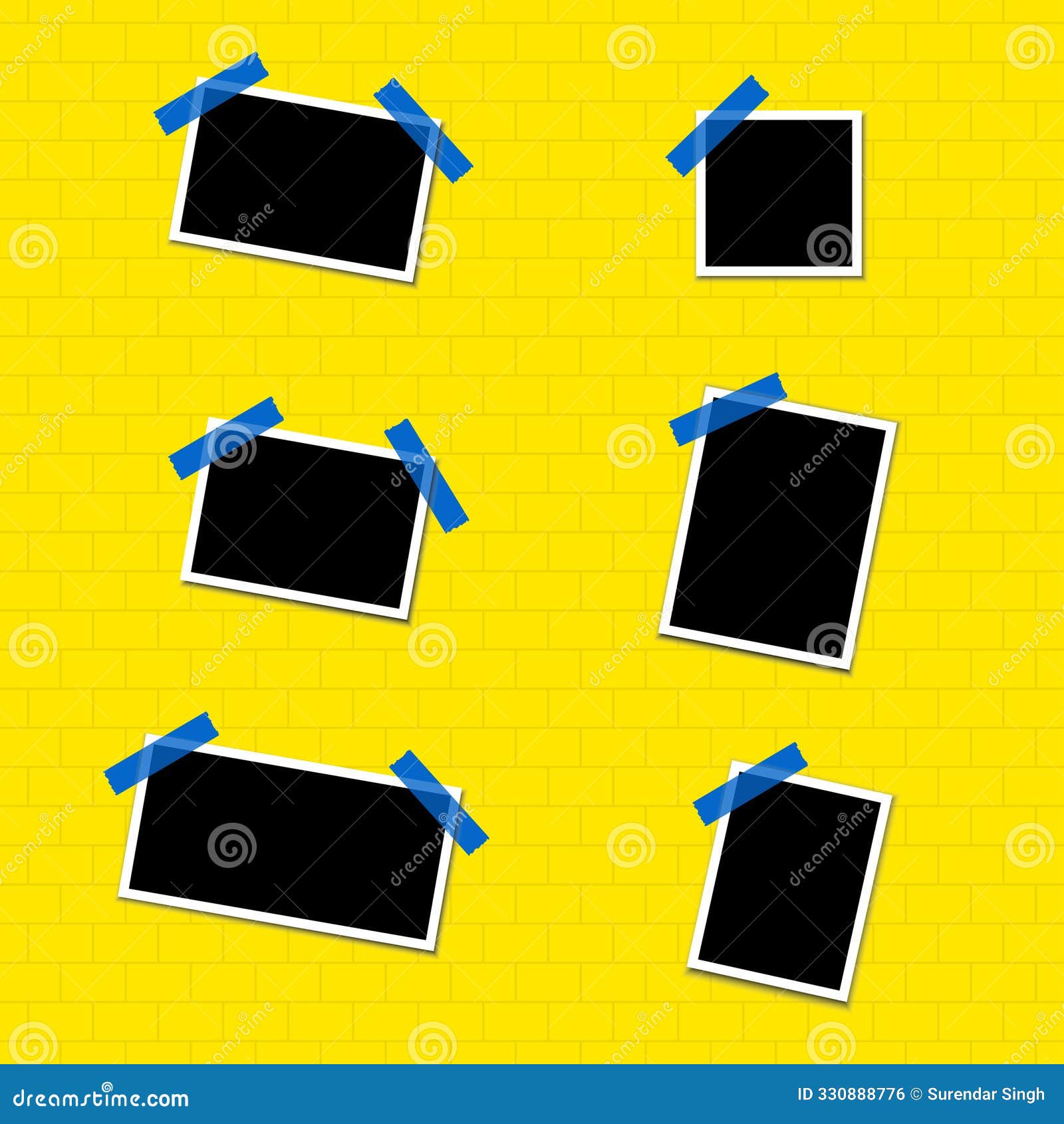 Photo Frame Stickers Set Mockup Design. Blank Frame Set Hanging on ...