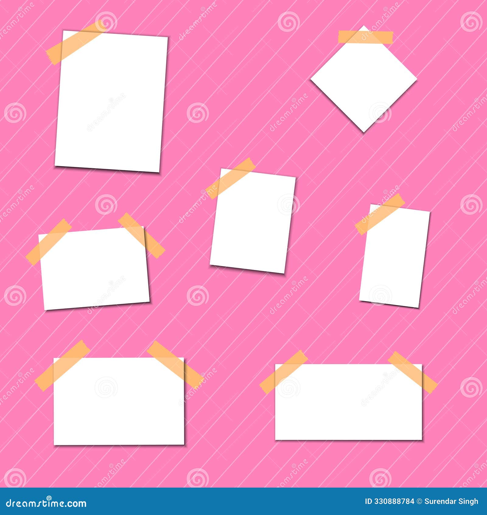 Blank Photo Frame Stickers Set with Pink Background. Mockup Design ...