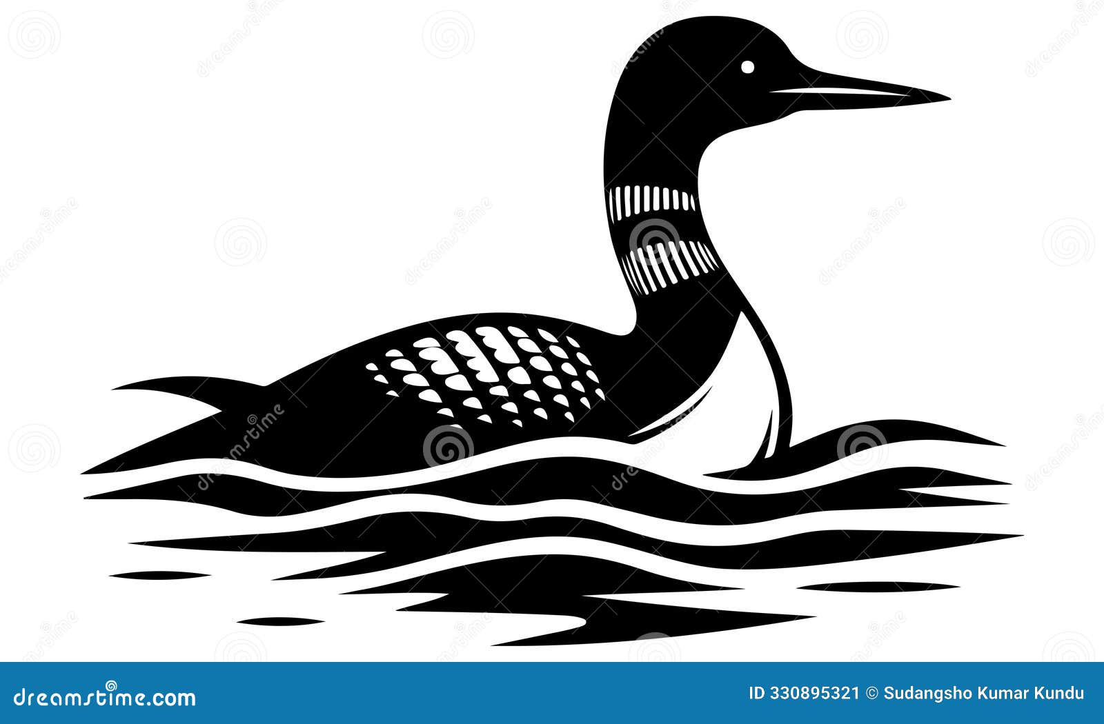 Loon Black Silhouette Style Vector Illustration Art Isolated on ...