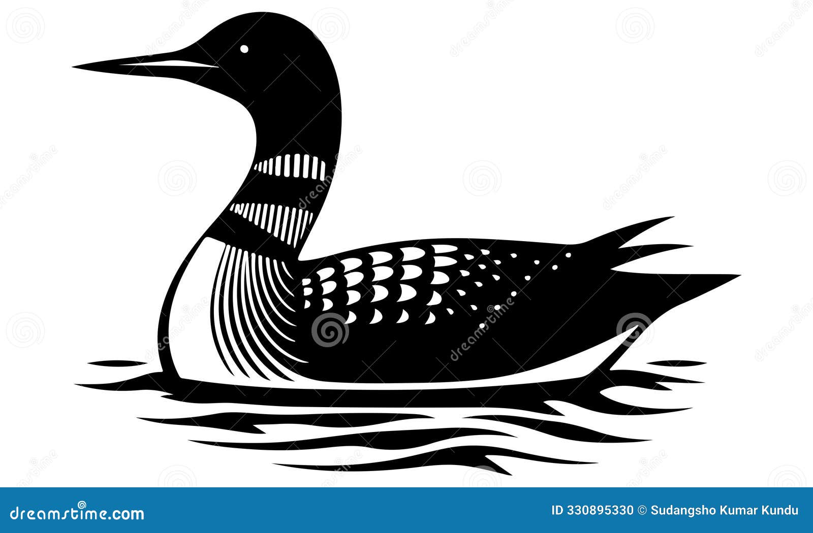 Loon Black Silhouette Style Vector Illustration Art Isolated on ...