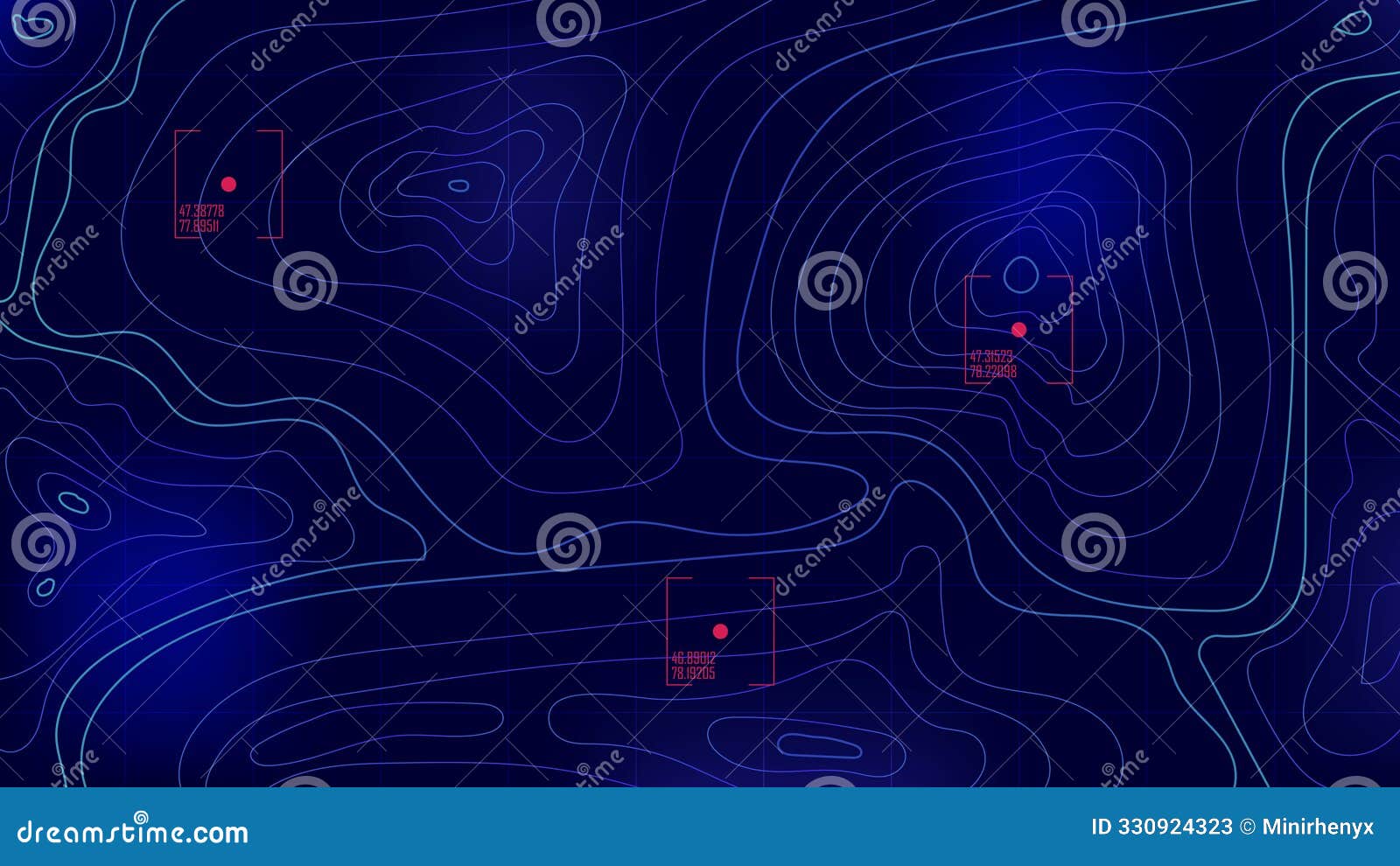 Futuristic Topographic Contour Line UI Technology. GPS Coordinate AI ...