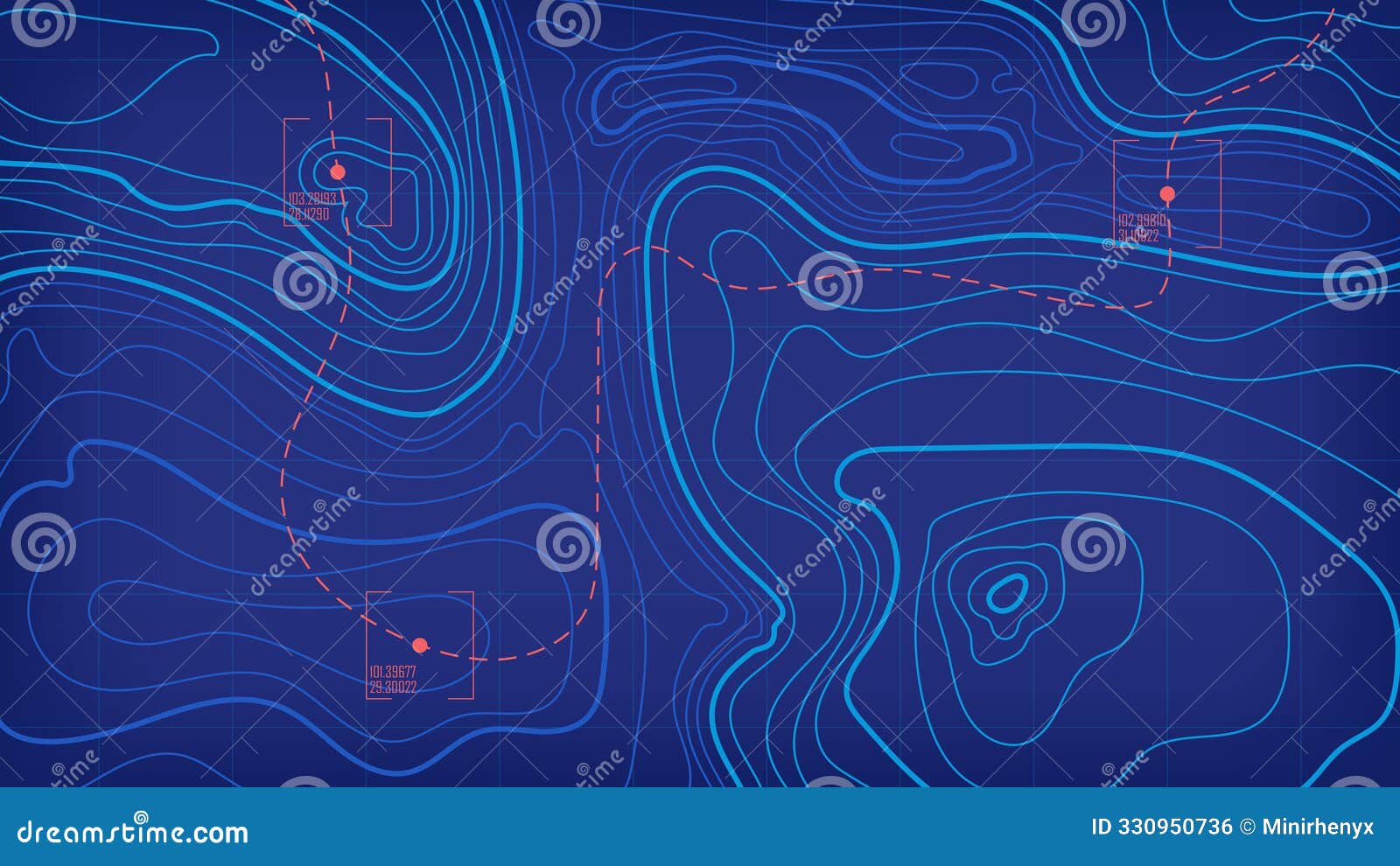 Futuristic GPS Coordinate Topographic Contour Line AI Tracking ...