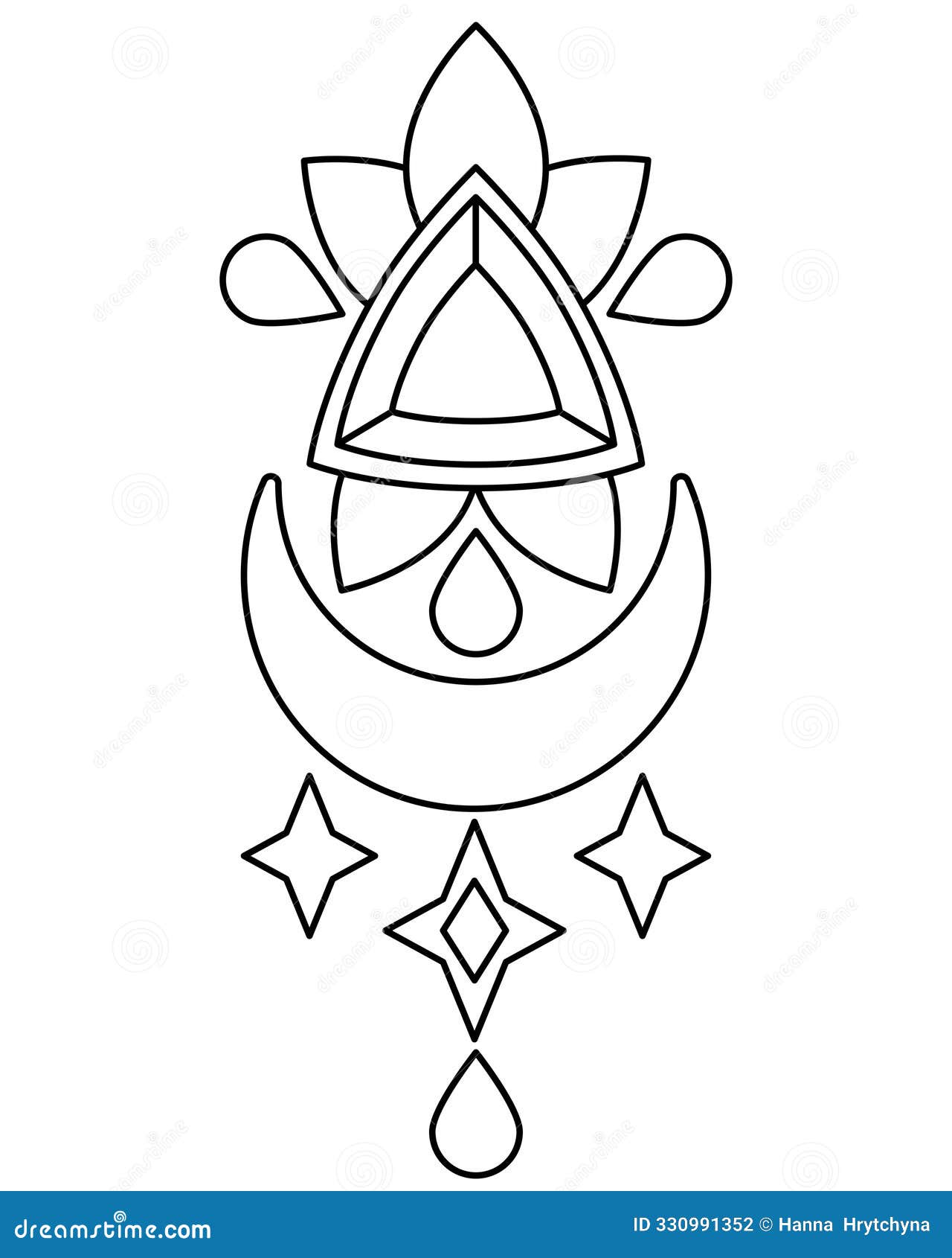 Decorative Element of Magic Symbols Moon, Stars, Crystal and Water ...