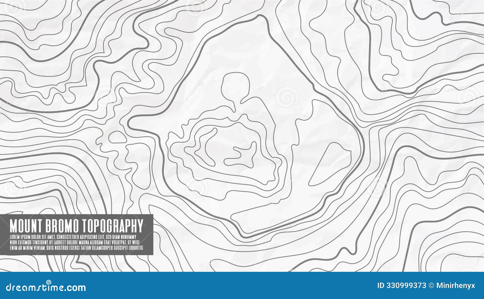 Mount Bromo Topographic Contour Line Map On White Crumpled Paper ...