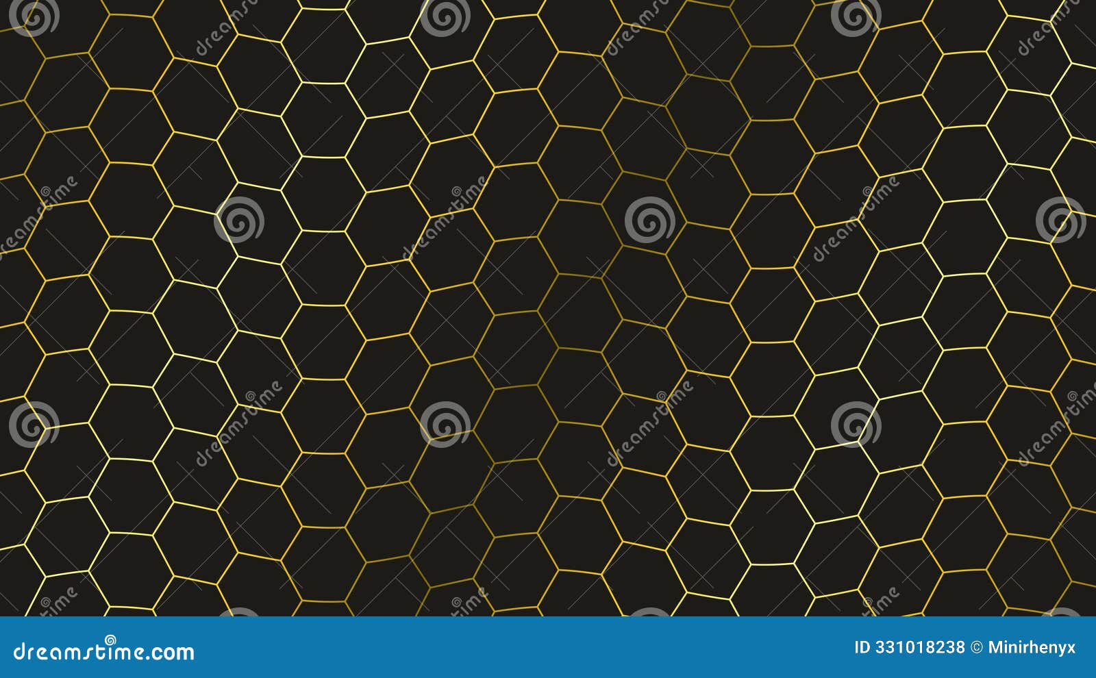 PrintWavy Metallic Gold Hexagonal Beehive Pattern on Black Background ...