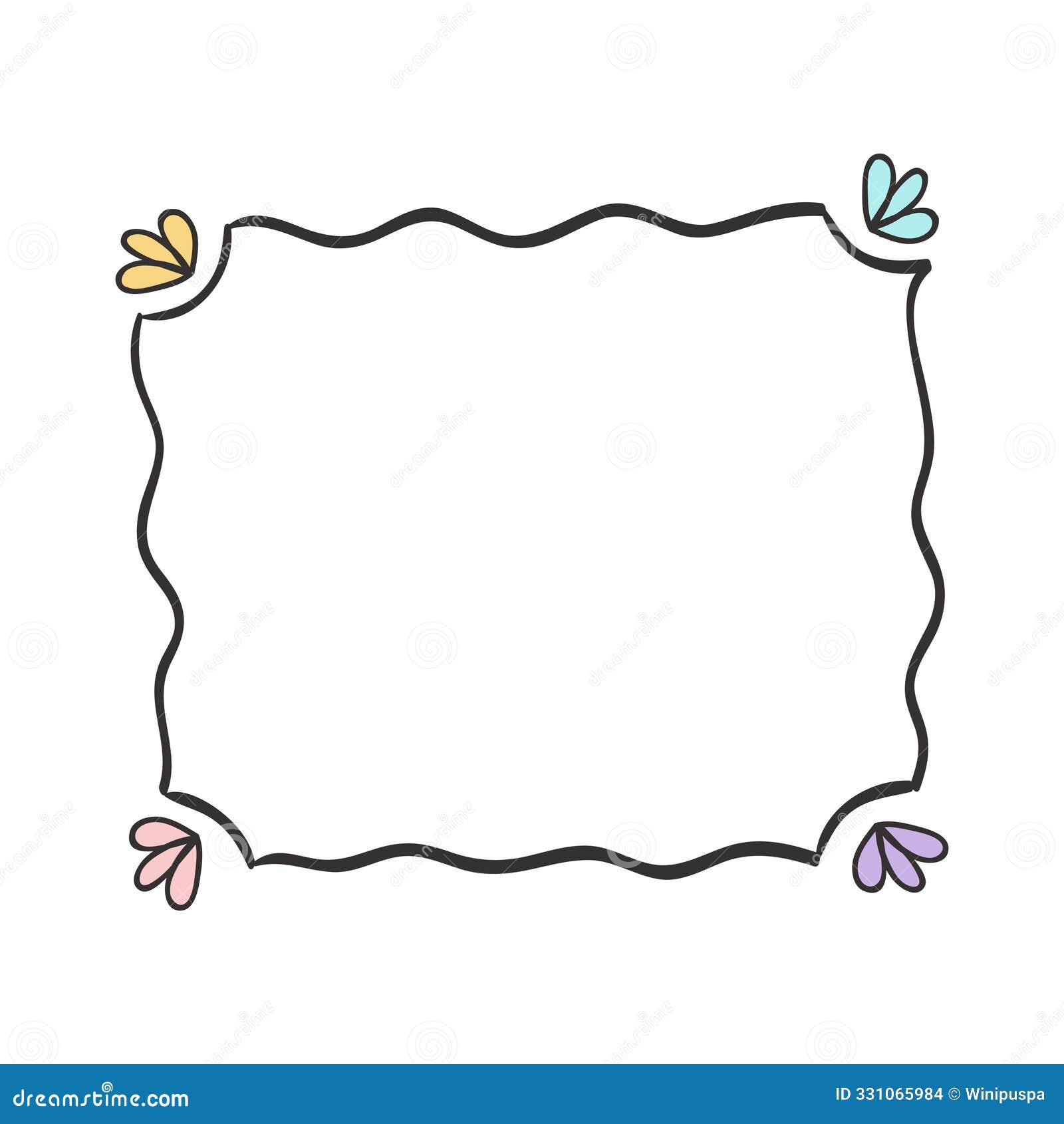 Hand Drawn Set of Simple Frame and Border with Different Shapes Stock ...