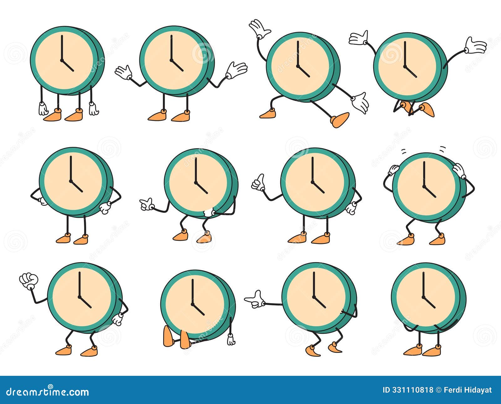 Poses Of Retro Comic Teen Girl - Set Of Concepts Vector Illustrations ...