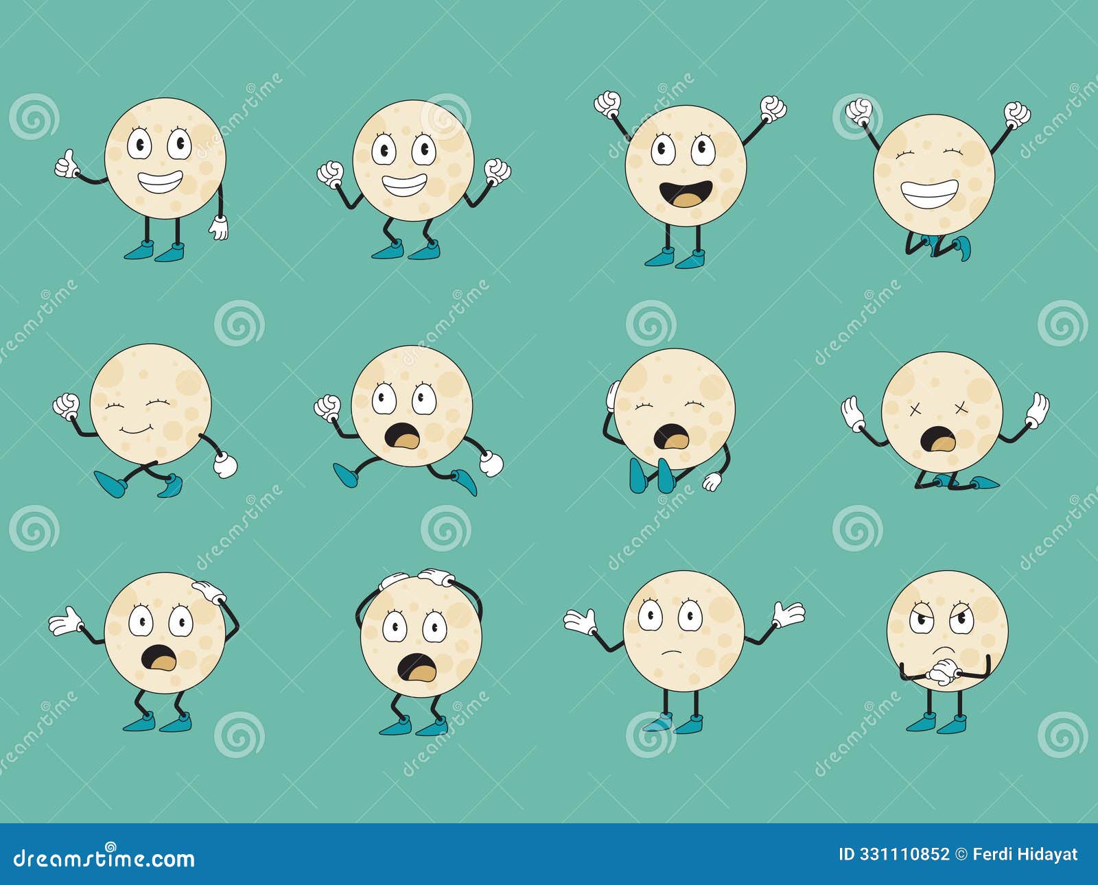 Poses Of Retro Comic Teen Girl - Set Of Concepts Vector Illustrations ...