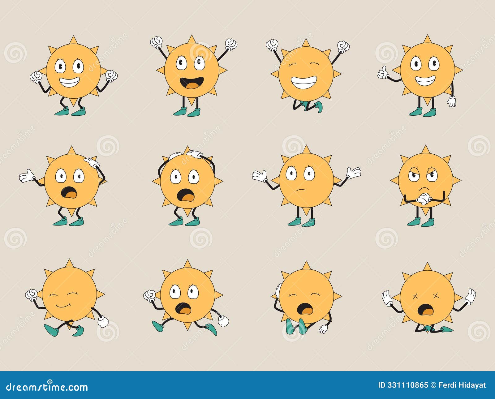 Poses Of Retro Comic Teen Girl - Set Of Concepts Vector Illustrations ...