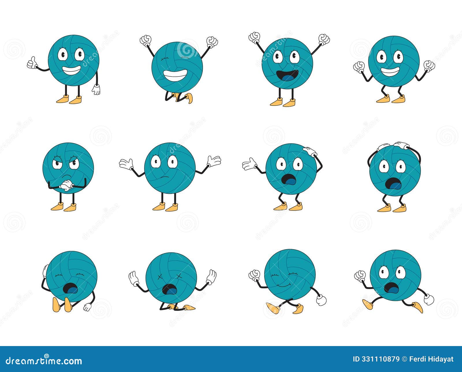 Poses Of Retro Comic Teen Girl - Set Of Concepts Vector Illustrations ...