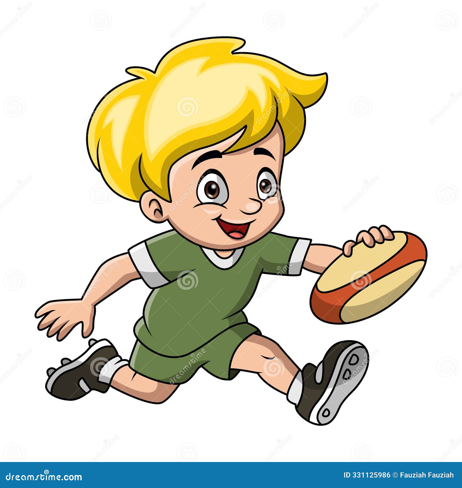 Cute Boy Cartoon Playing Rugby Stock Vector - Illustration of player ...