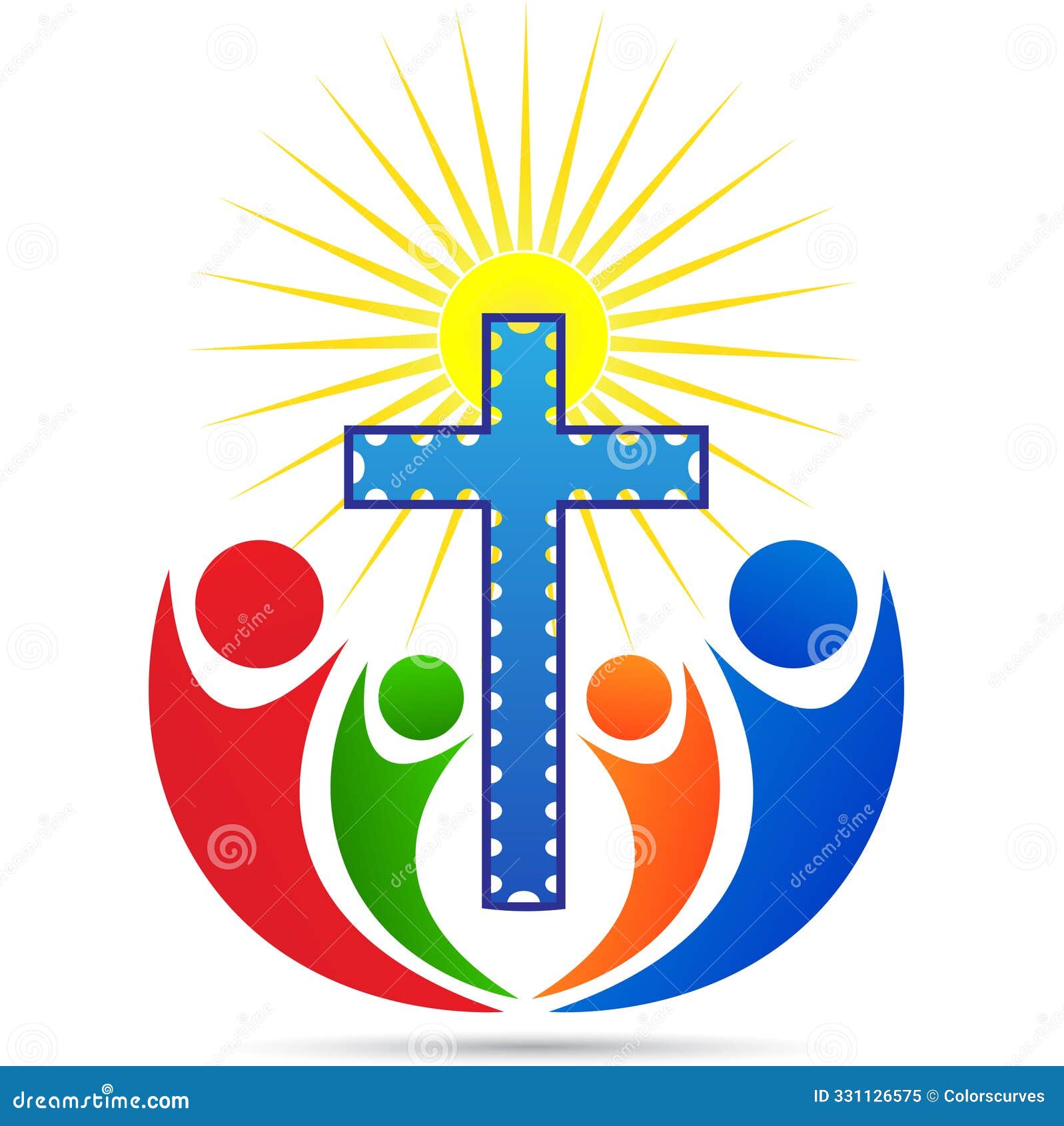 Christianity Cross with People Logo Stock Vector - Illustration of ...